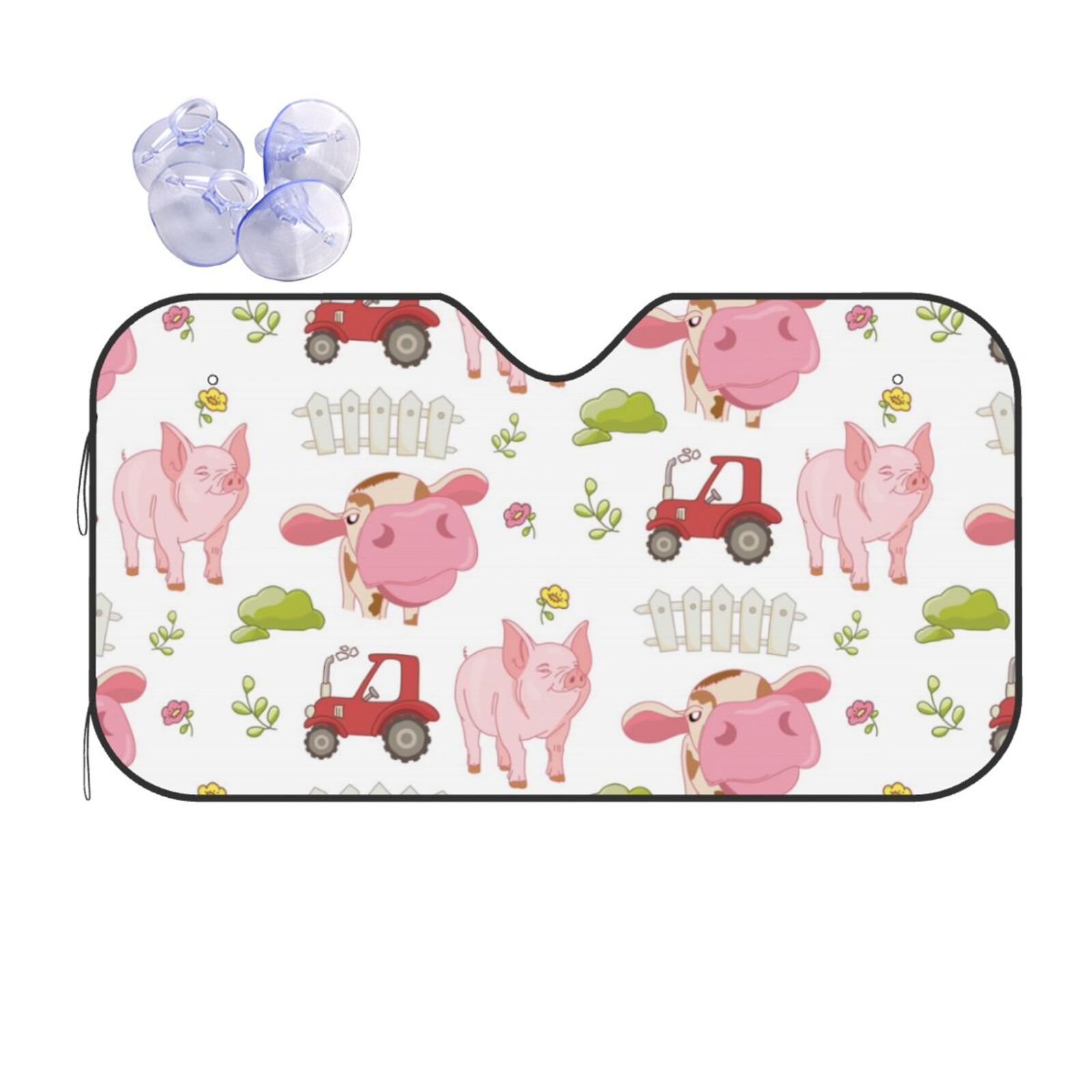 Tebeau Cow And Pig Print Foldable Car Windshield Sun Shades Universal ...