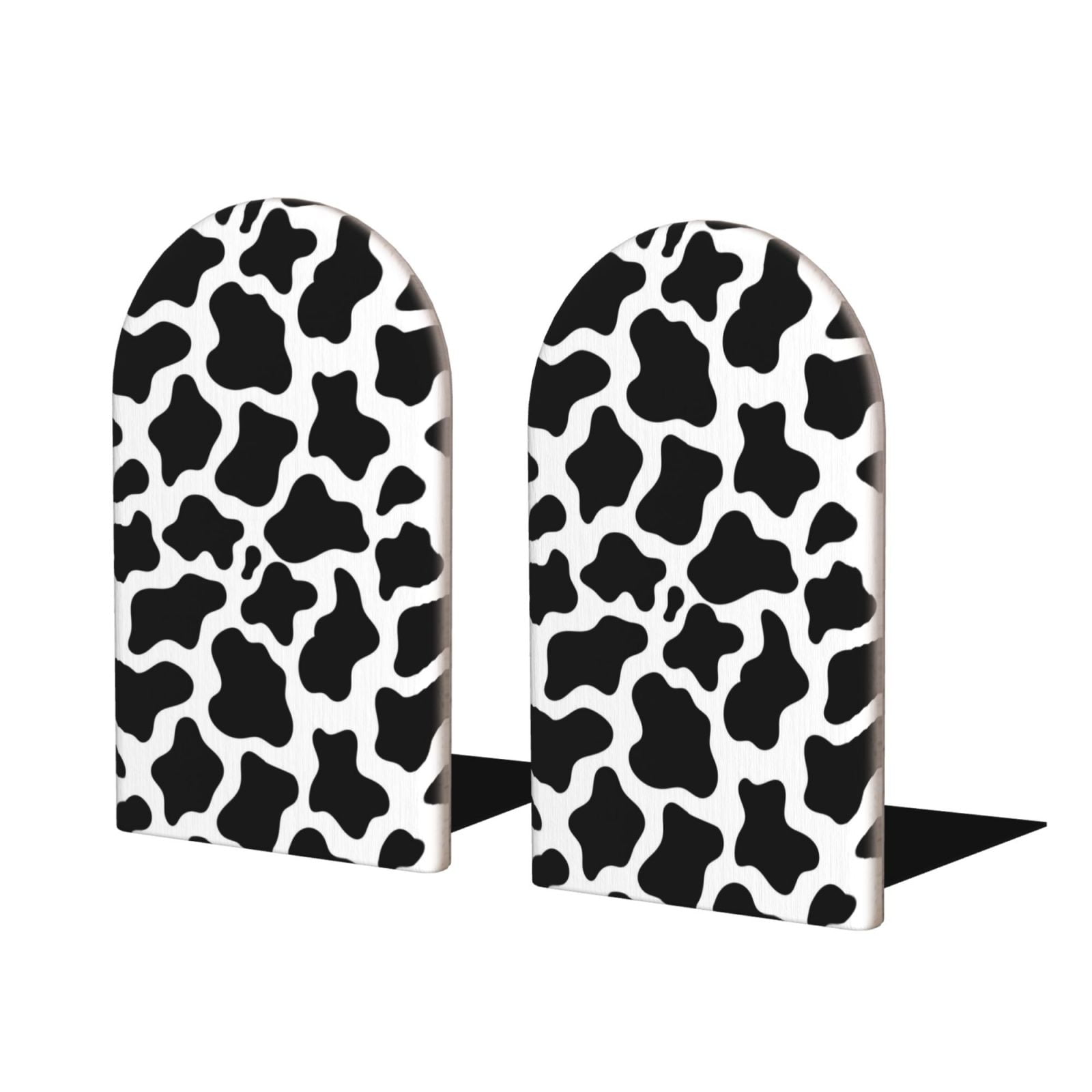 Tebeau Cow Print Black White Print Wood Bookends for Shelves,Bookends ...