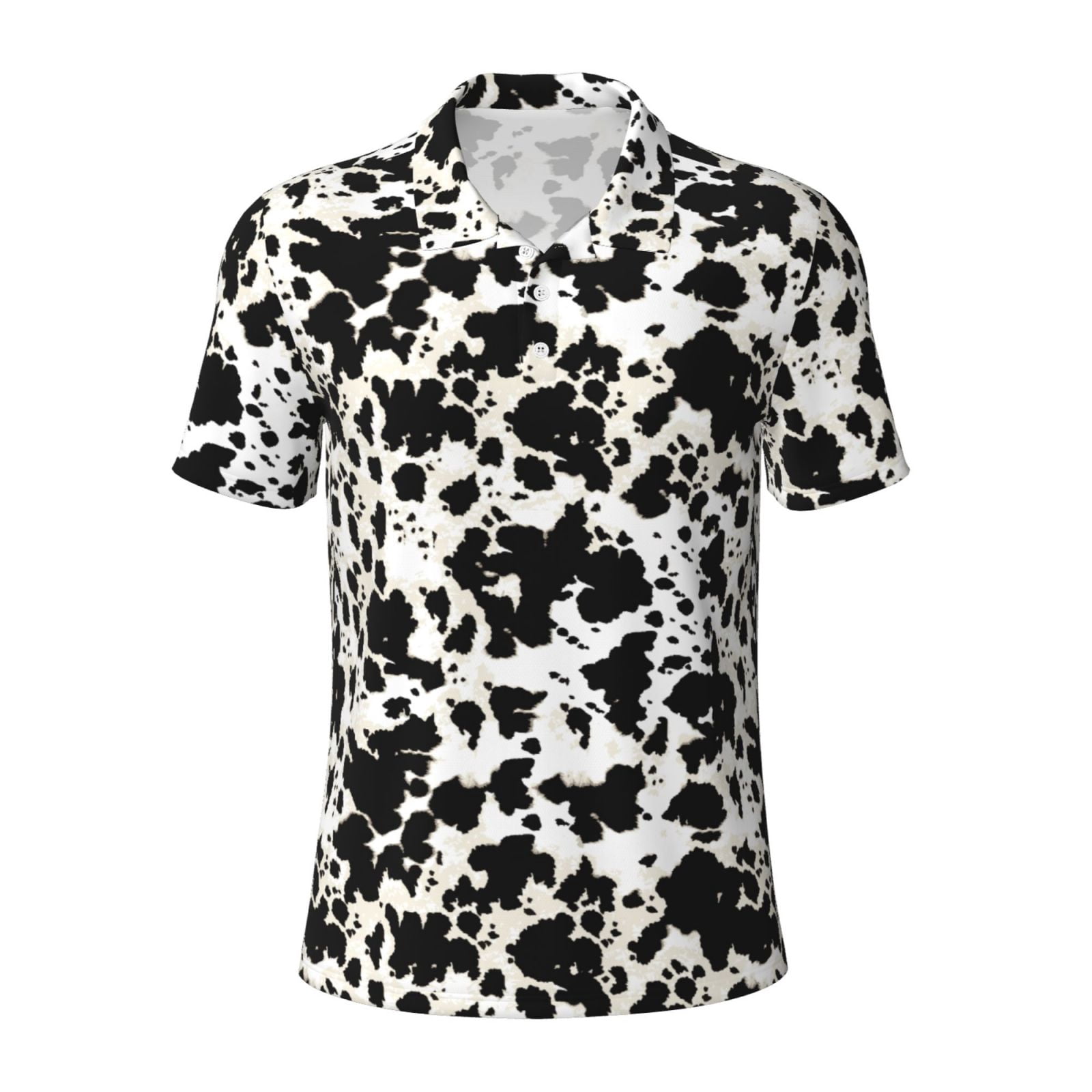 Tebeau Cow Skin 1 for Men's Short Sleeve Polo Shirt,Three-Button Golf ...