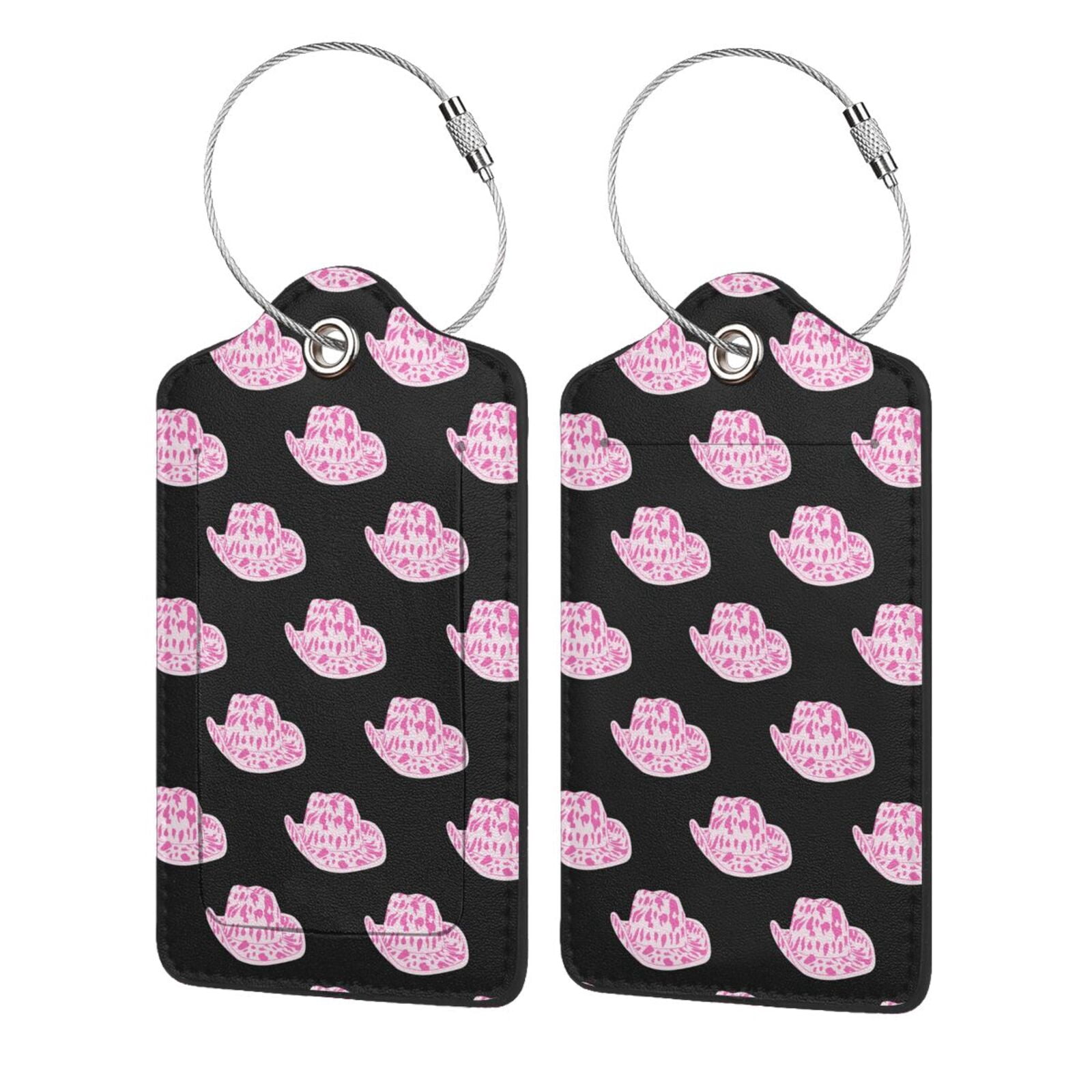Tebeau Cowboy Hat Print Luggage Tags for Suitcases Faux Leather Privacy ...