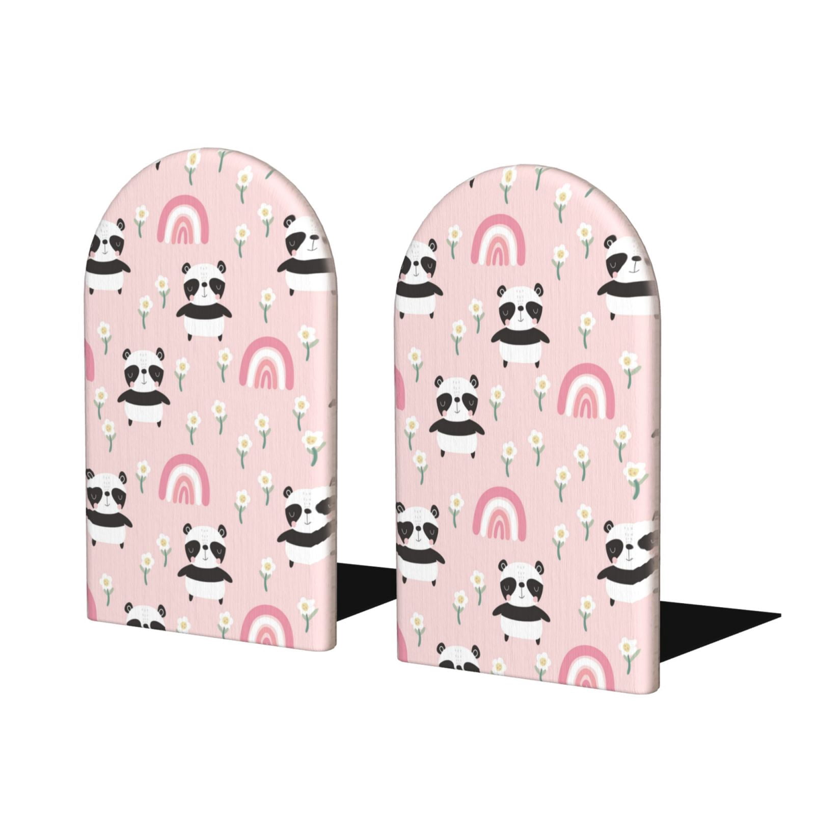 Tebeau Cute Cartoon Panda Print Wood Bookends for Shelves,Bookends,Book ...
