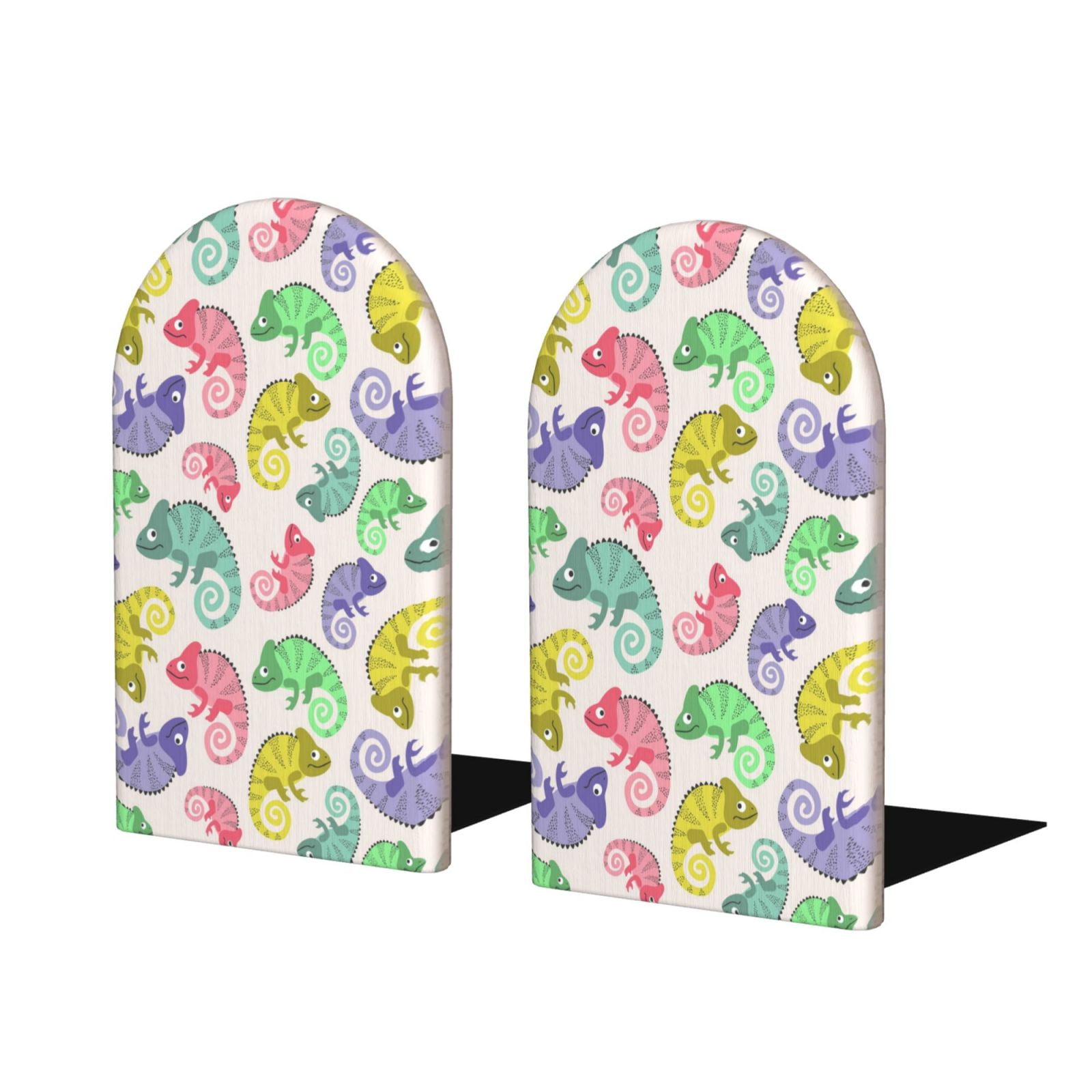 Tebeau Cute Chameleons Print Wood Bookends for Shelves,Bookends,Book ...