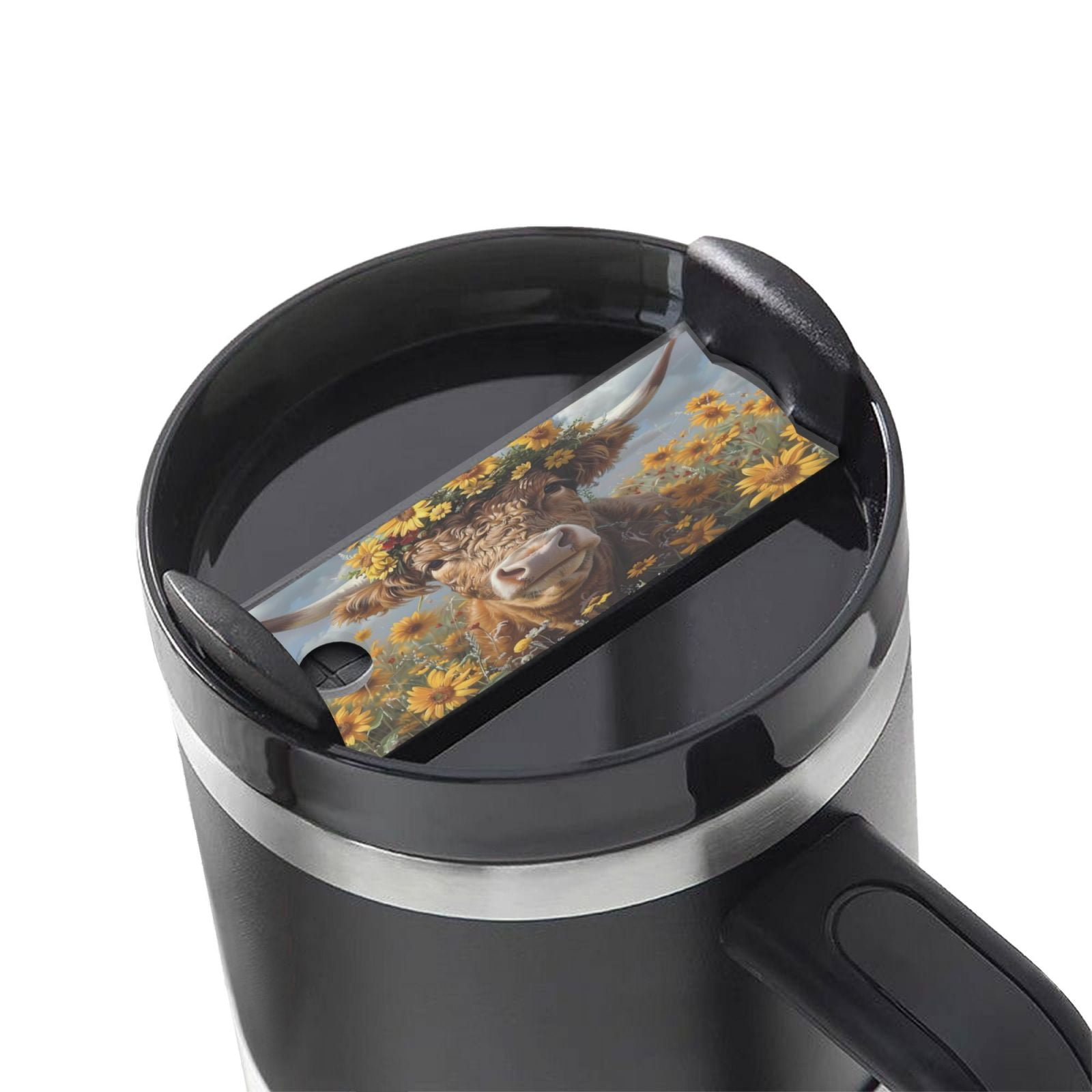 Tebeau Cute Cow Sunflower Crown A Print Name Plate Stanley Cups,12 PCS ...