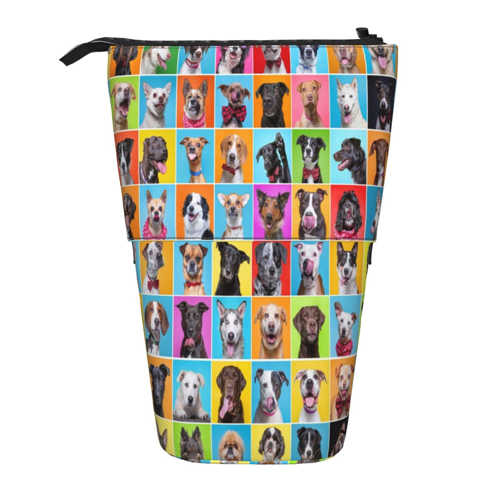 Tebeau Cute Dogs Collage Print Telescopic Pencil Bag Pen Holder Pop Up ...