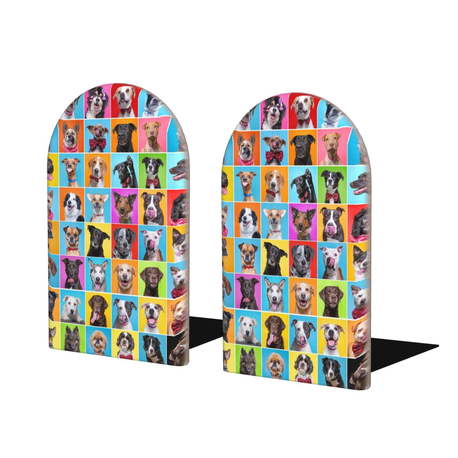 Tebeau Cute Dogs Collage Print Wood Bookends for Shelves,Bookends,Book ...