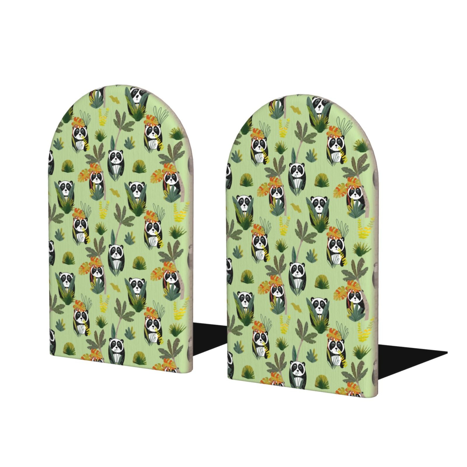 Tebeau Cute Panda Bear In Greenery Forest Print Wood Bookends for ...