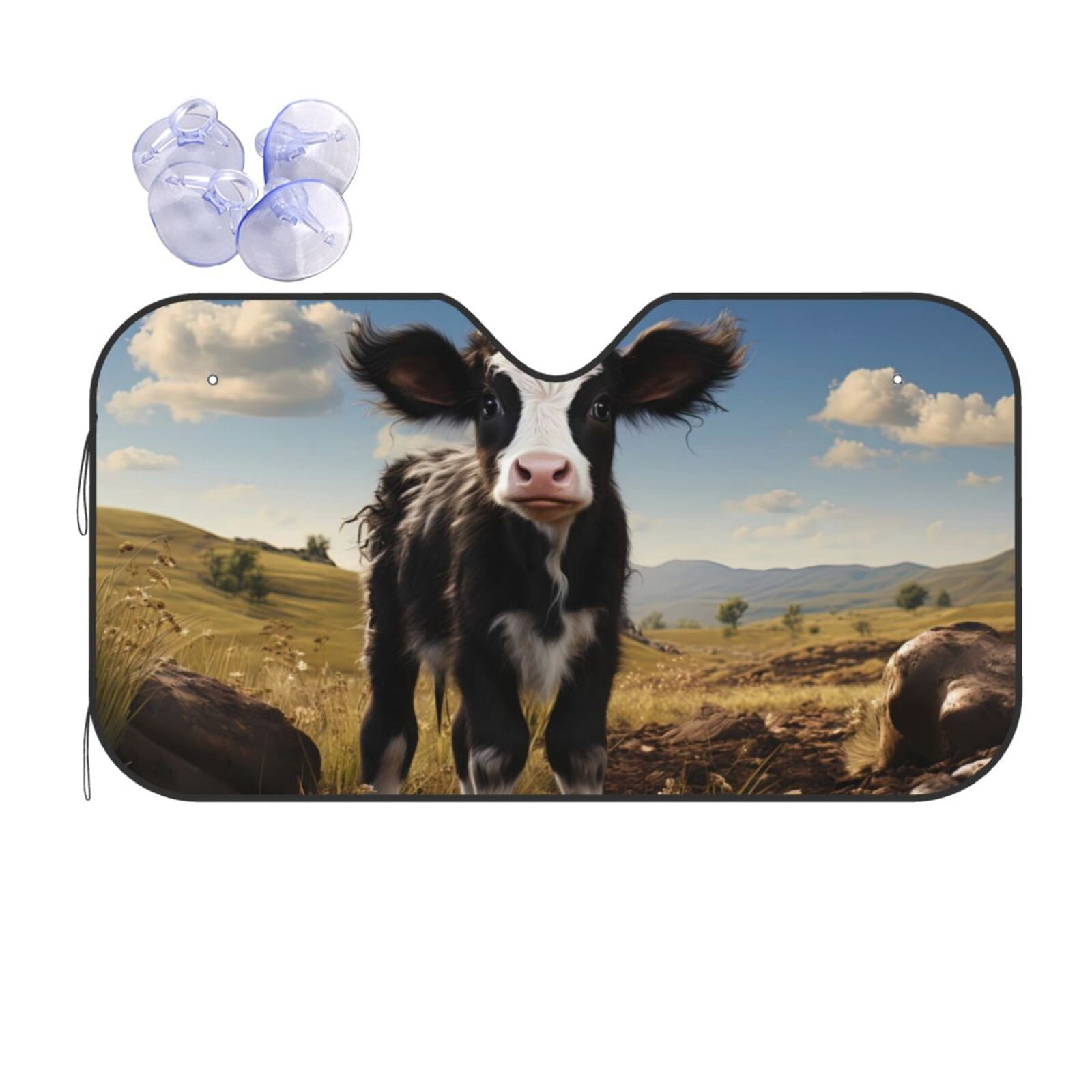 Tebeau Cute Prairie Cow Print Foldable Car Windshield Sun Shades ...