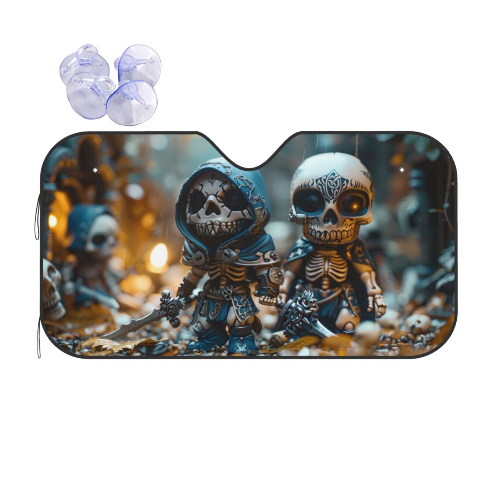 Tebeau Cute Skeletons Figurines Print Foldable Car Windshield Sun ...