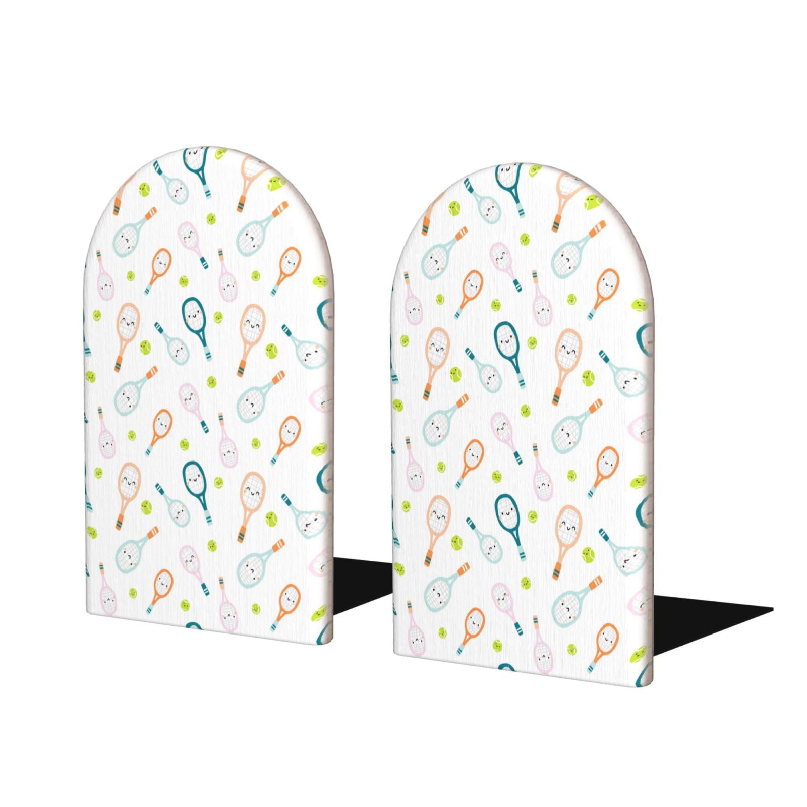 Tebeau Cute Tennis Rackets Print Wood Bookends for Shelves,Bookends ...