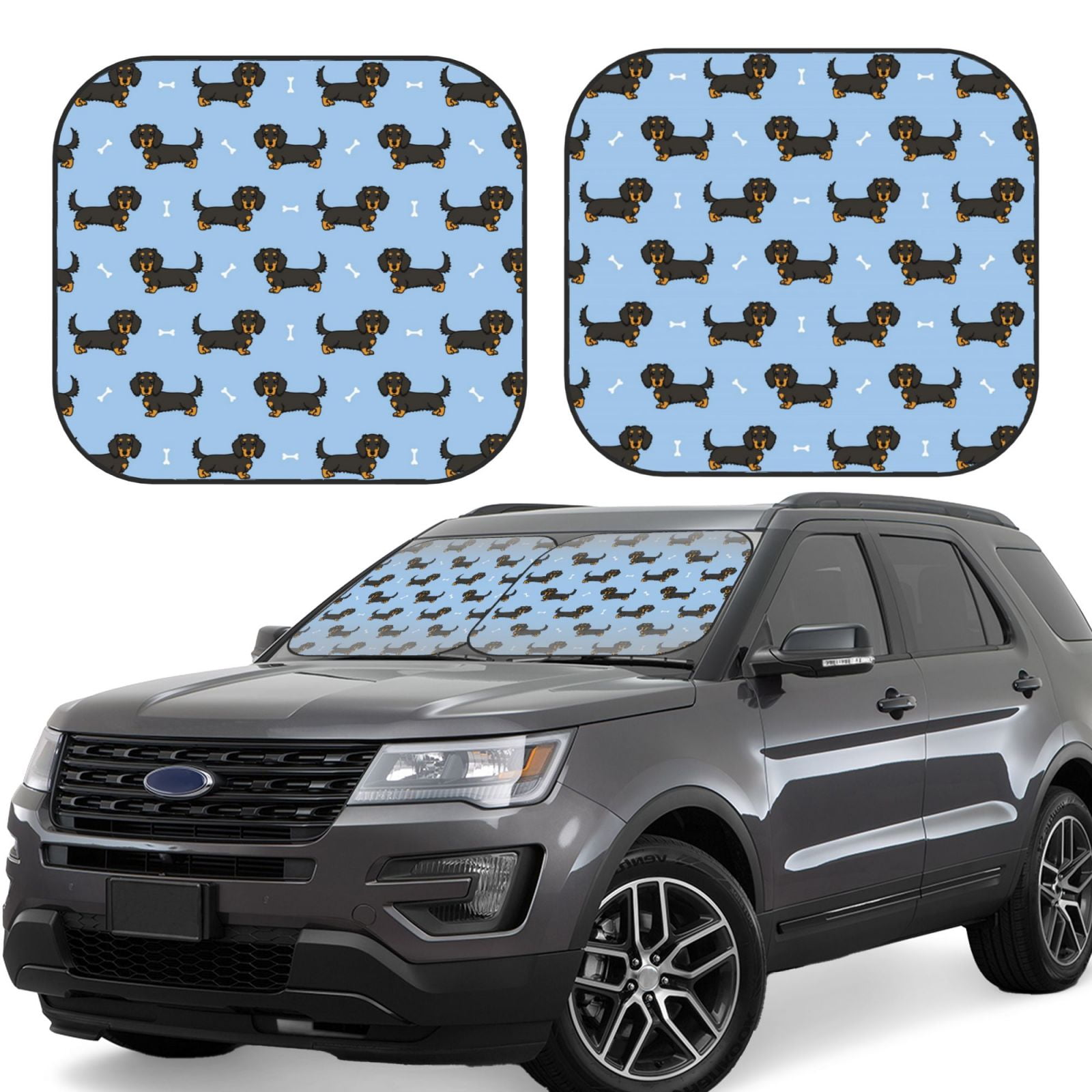 Tebeau Dachshund Dog Print Foldable Car Windshield Sun Shades Universal ...