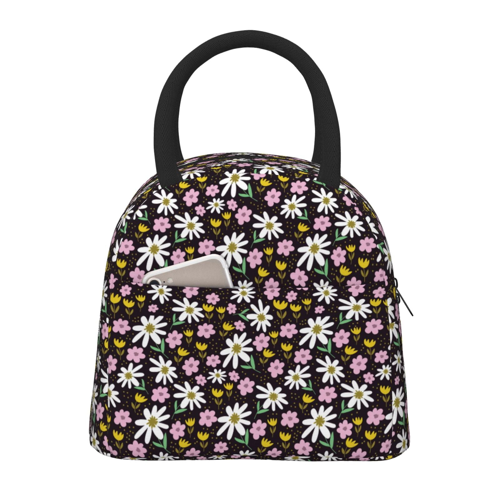Tebeau Daisies Flowers Print Lunch Box Lunch Bag for Women Adults Men ...
