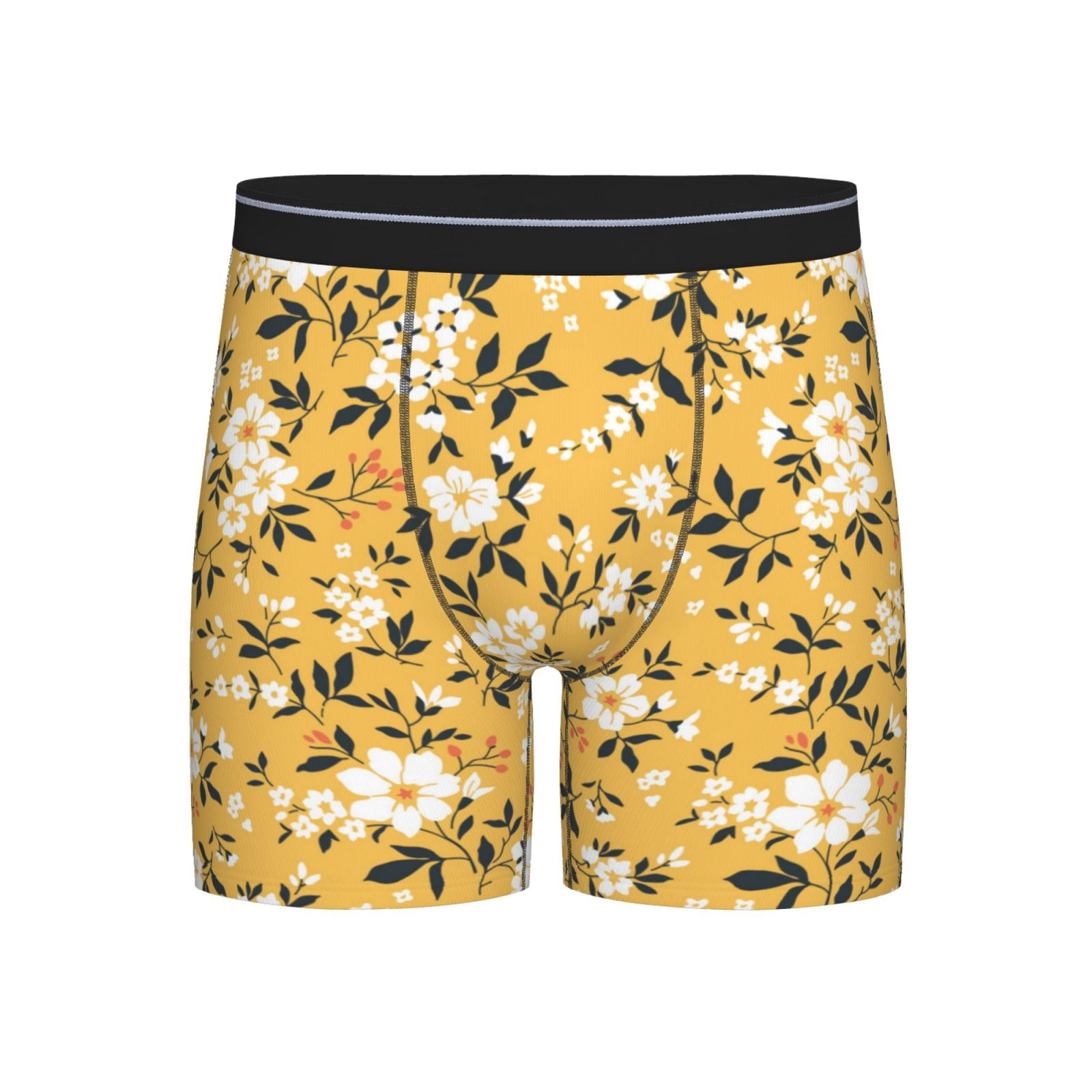 Tebeau Daisies Flowers Print Men's Underwear Boxer Briefs, Stretch ...