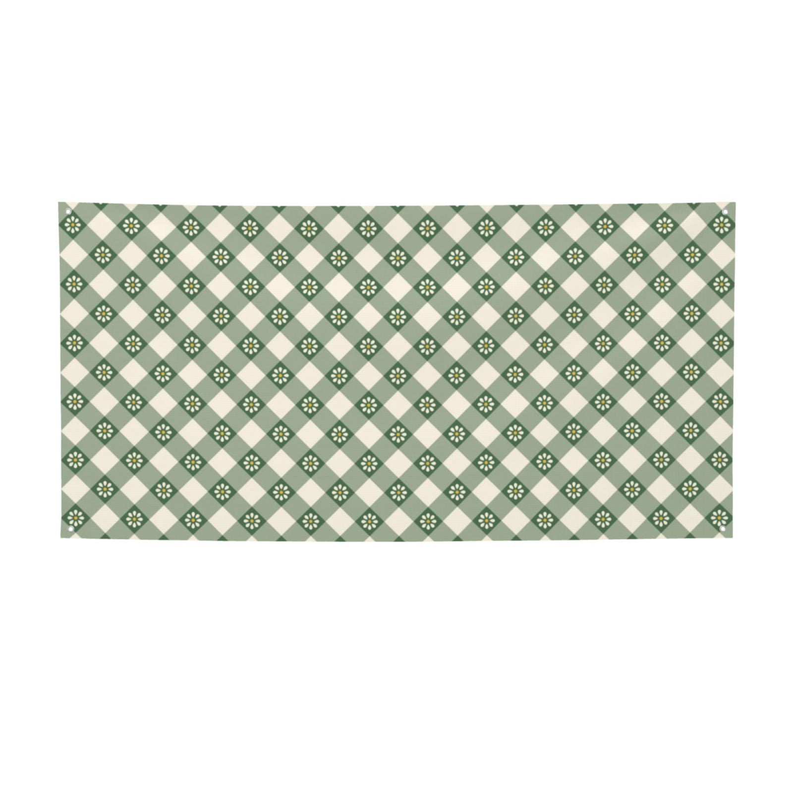 Tebeau Daisy Plaid Green Print Banner Backdrop Banner for Outdoor and ...