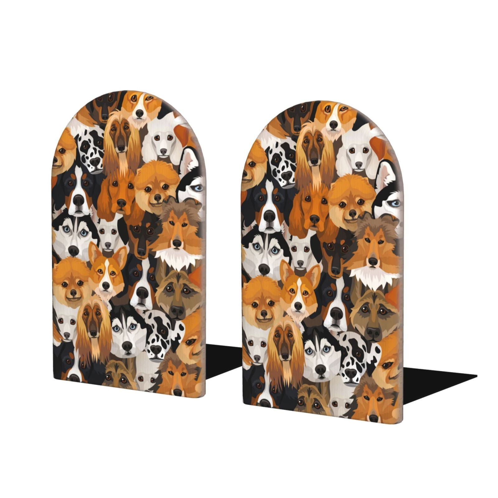 Tebeau Dogs Different Breeds Print Wood Bookends for Shelves,Bookends ...