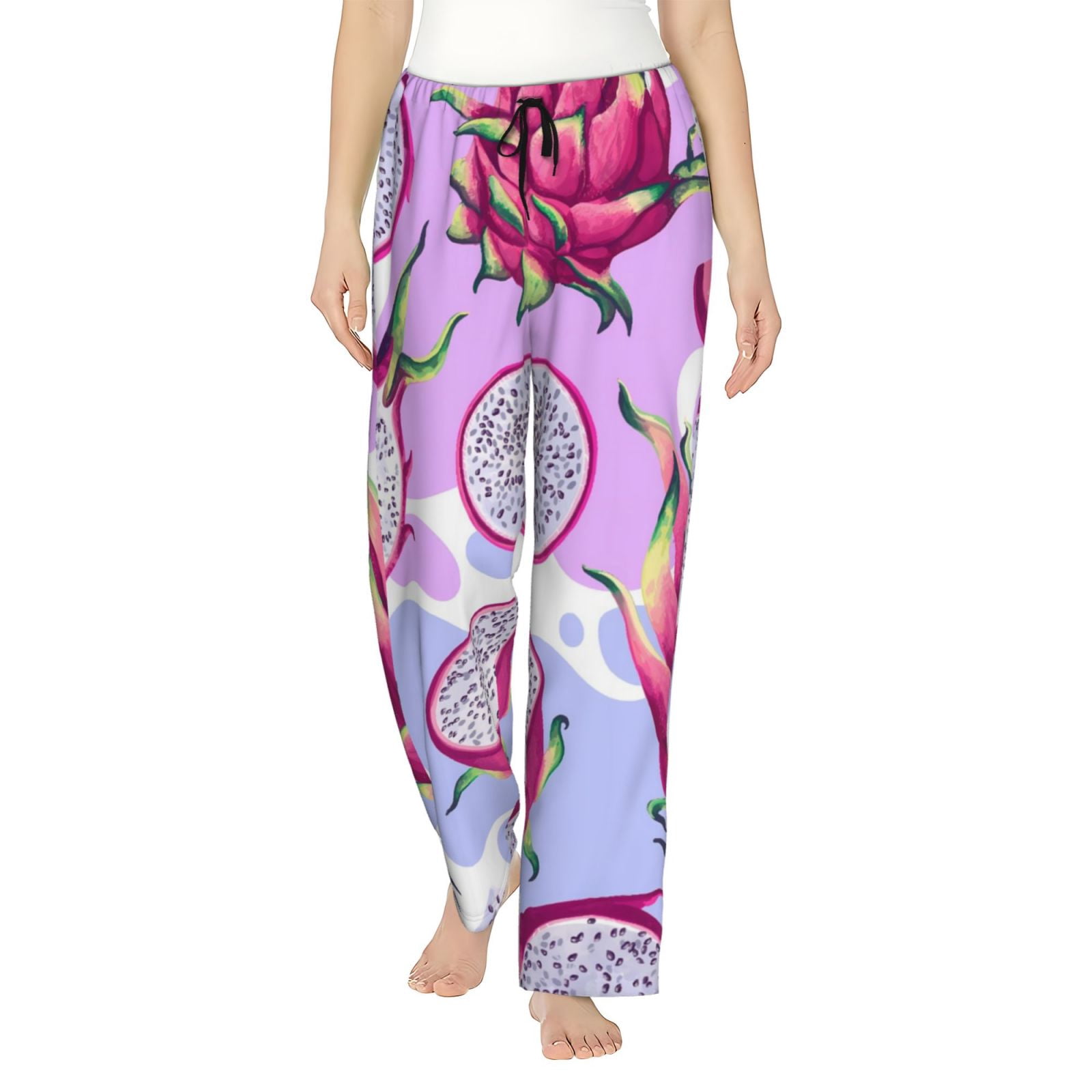 Tebeau Dragon Fruit Print Women Pajama Pants Women's Drawstring Pajama ...