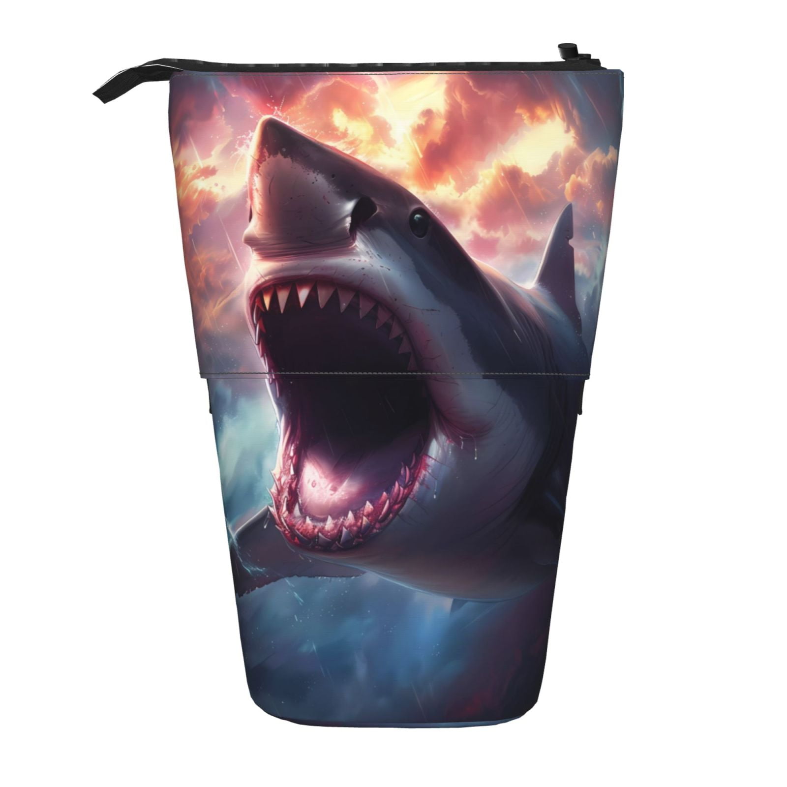 Tebeau Dramatic Shark Attack Print Telescopic Pencil Bag Pen Holder Pop ...