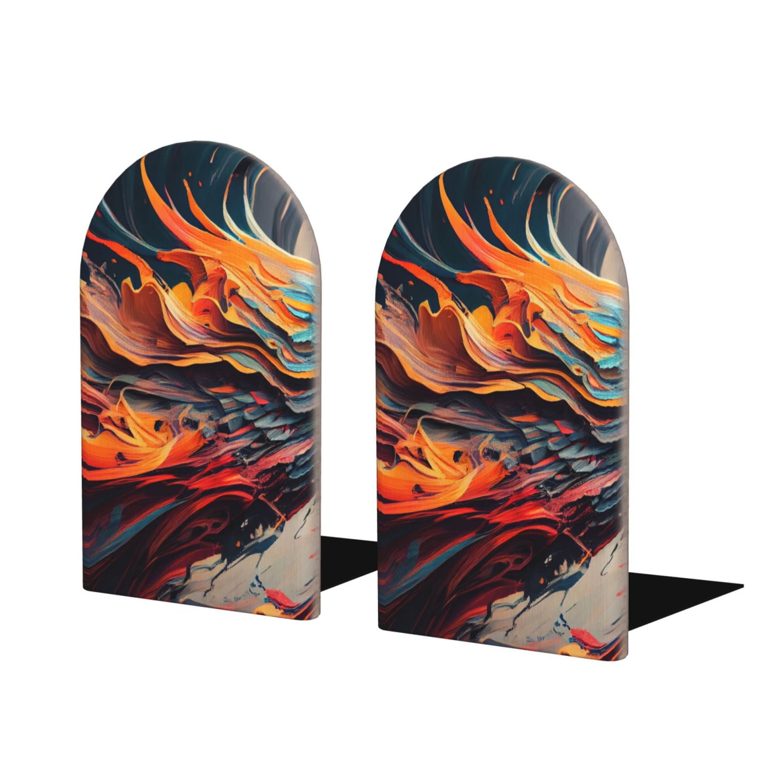 Tebeau Dynamic Fire Bird Art Print Wood Bookends for Shelves,Bookends ...