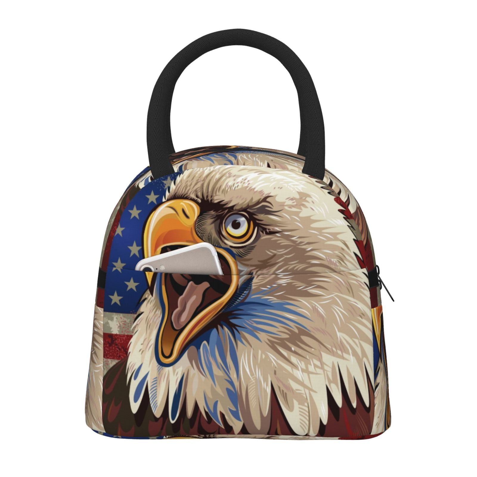 Tebeau Eagle With USA Flags Print Lunch Box Lunch Bag for Women Adults ...