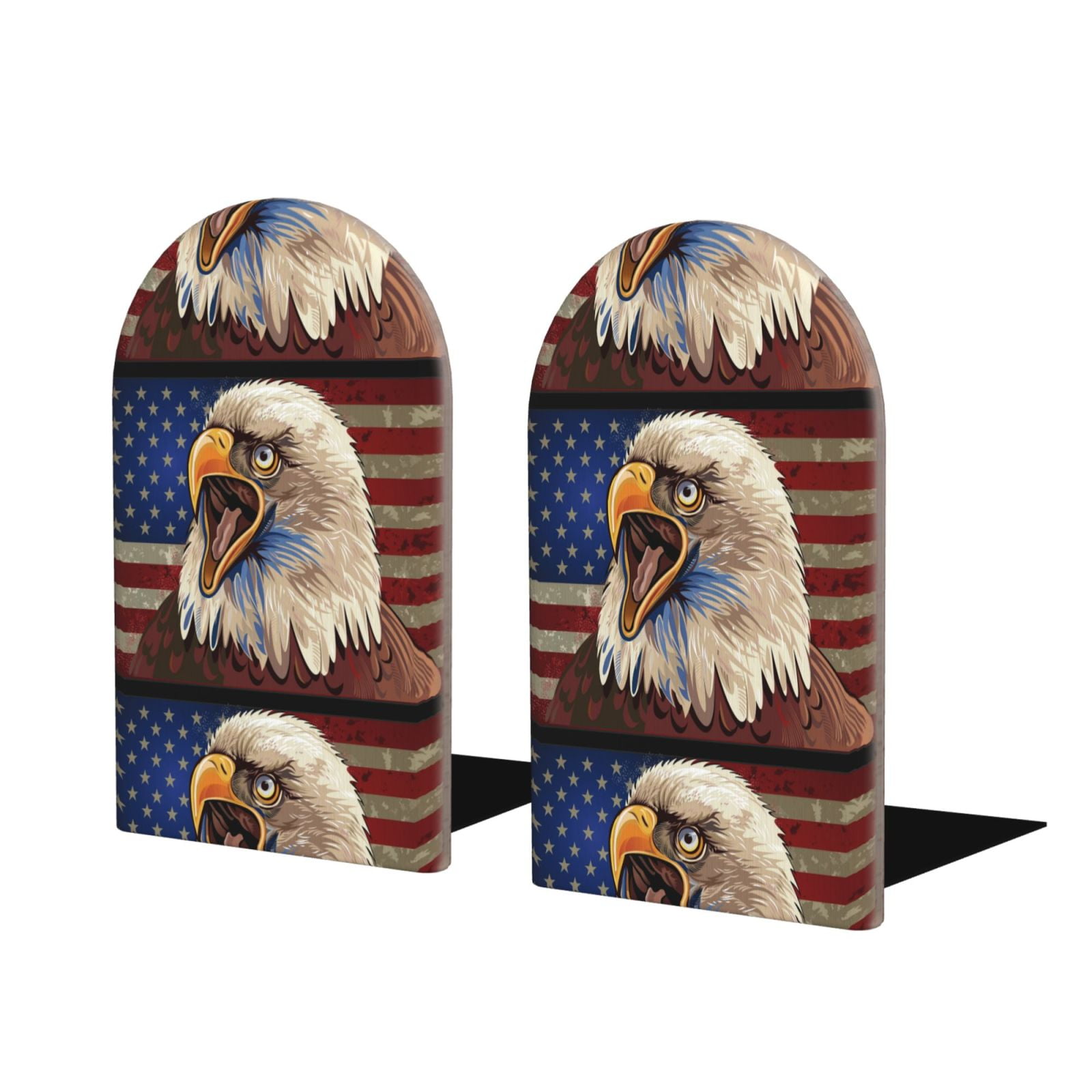 Tebeau Eagle With USA Flags Print Wood Bookends for Shelves,Bookends ...