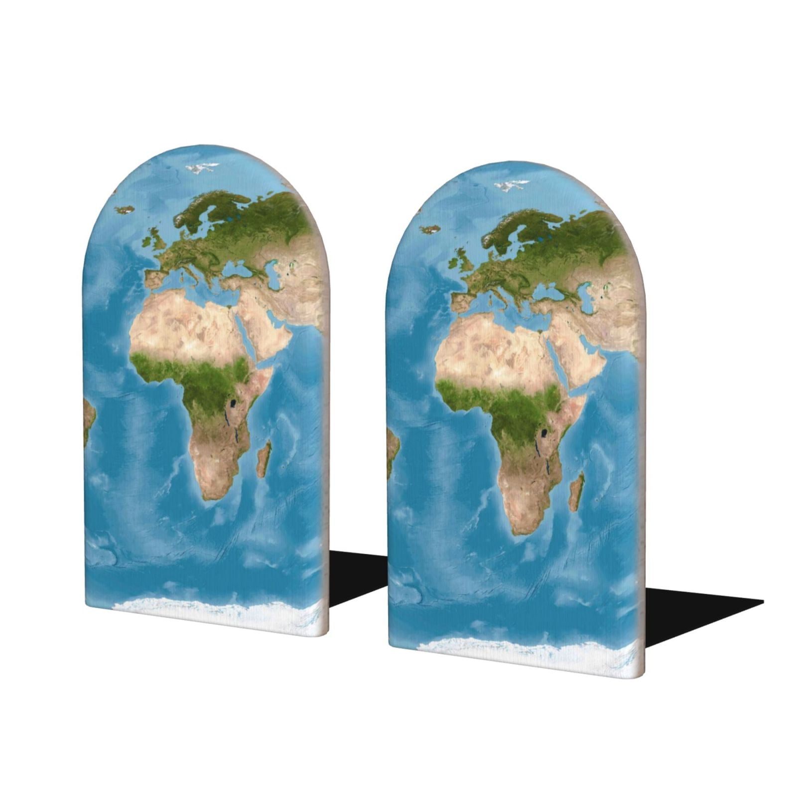 Tebeau Earth View World Map Print Wood Bookends for Shelves,Bookends ...