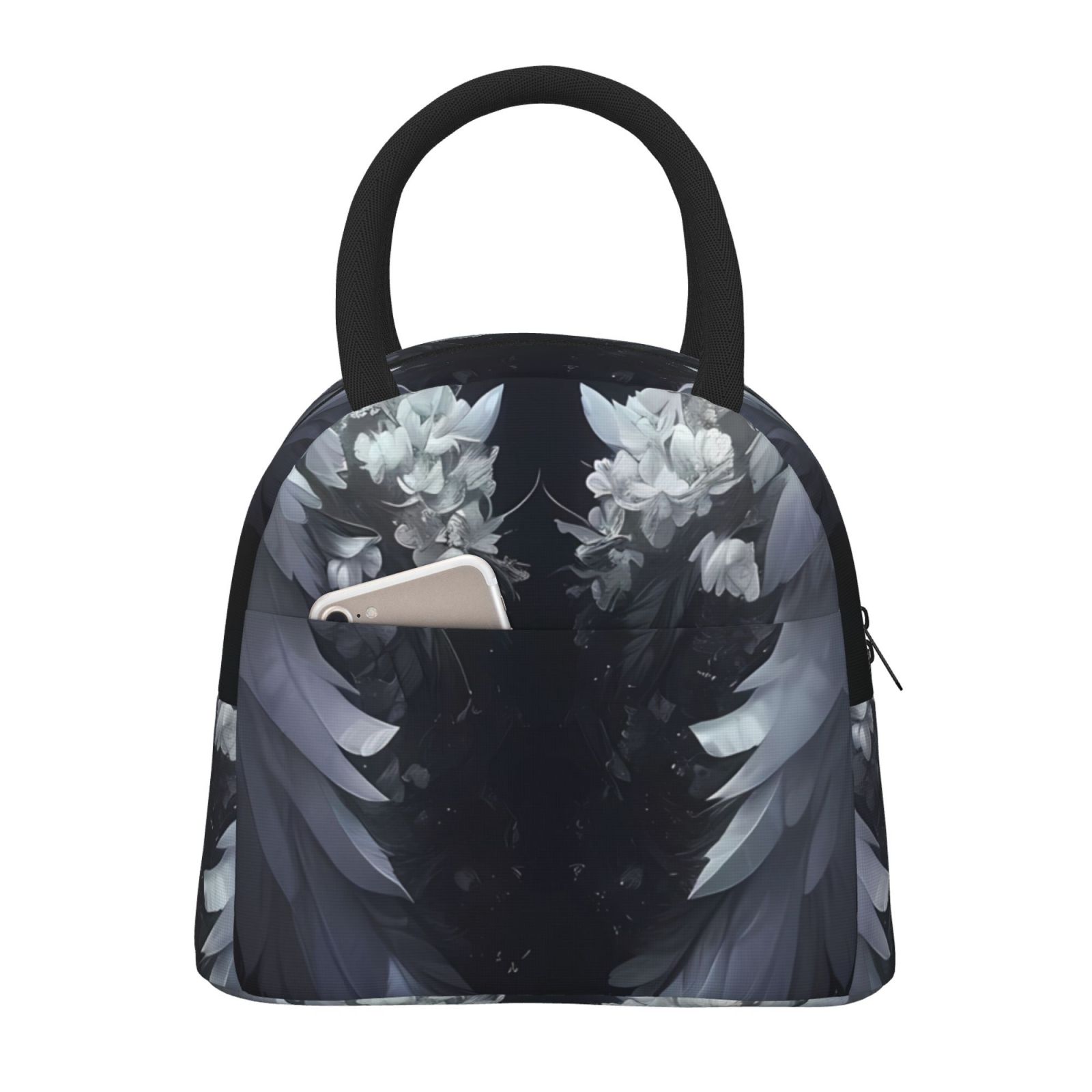 Tebeau Elegant Feathered Floral Wings Print Lunch Box Lunch Bag for ...