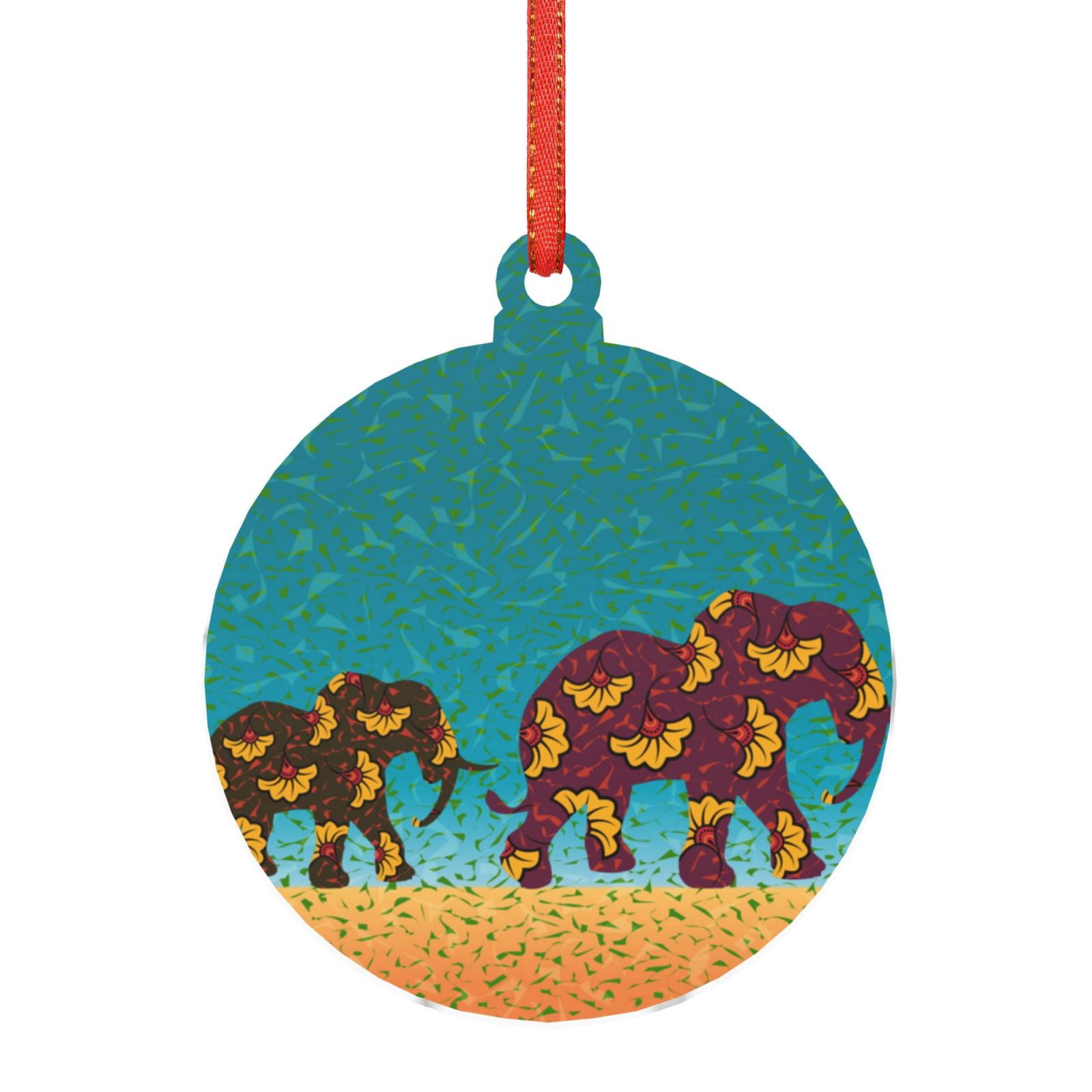 Tebeau Elephants Print Christmas Tree Ornaments Round Ornament ...