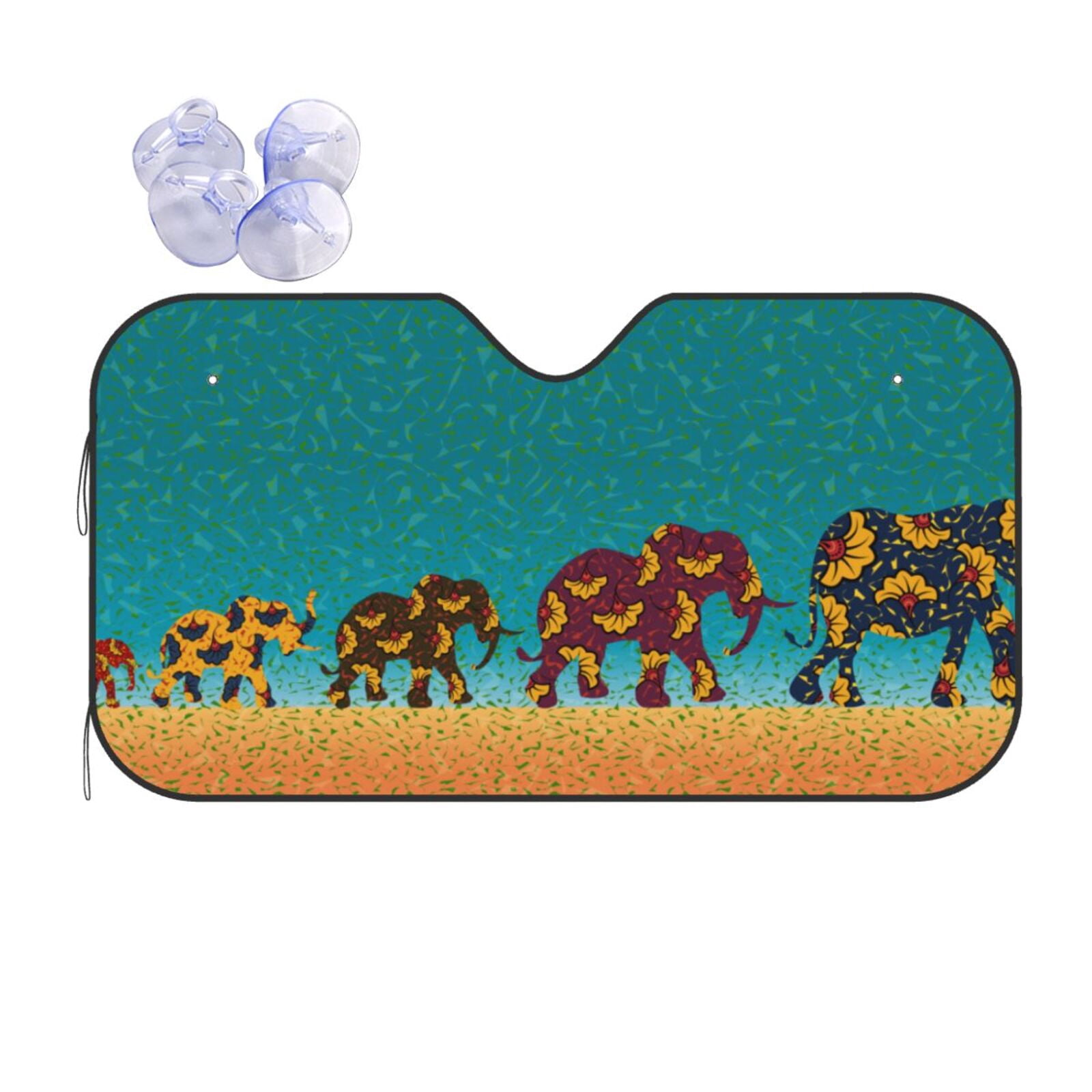 Tebeau Elephants Print Foldable Car Windshield Sun Shades Universal Fit ...