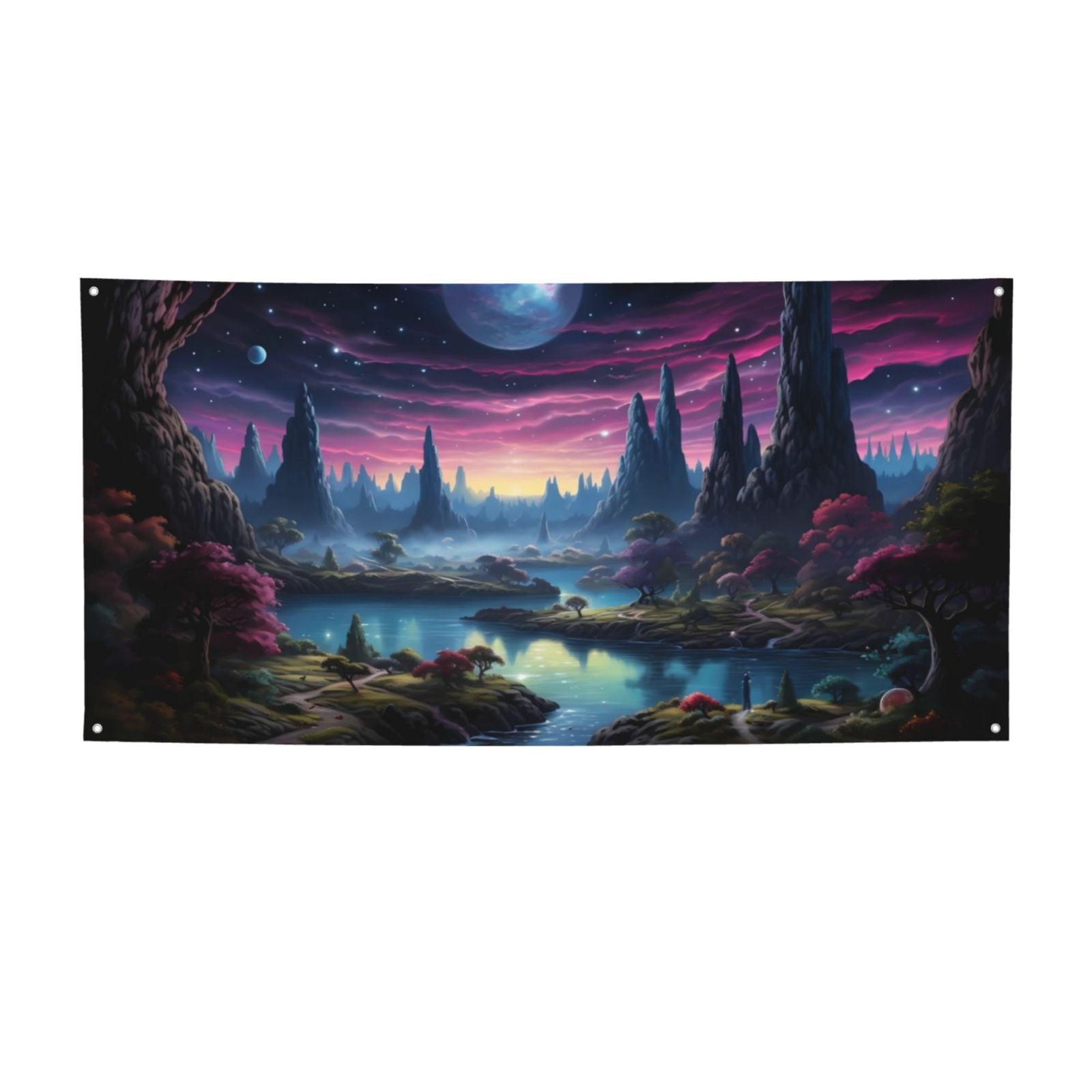 Tebeau Fantasy Landscape Starry Night Print Banner Backdrop Banner for ...