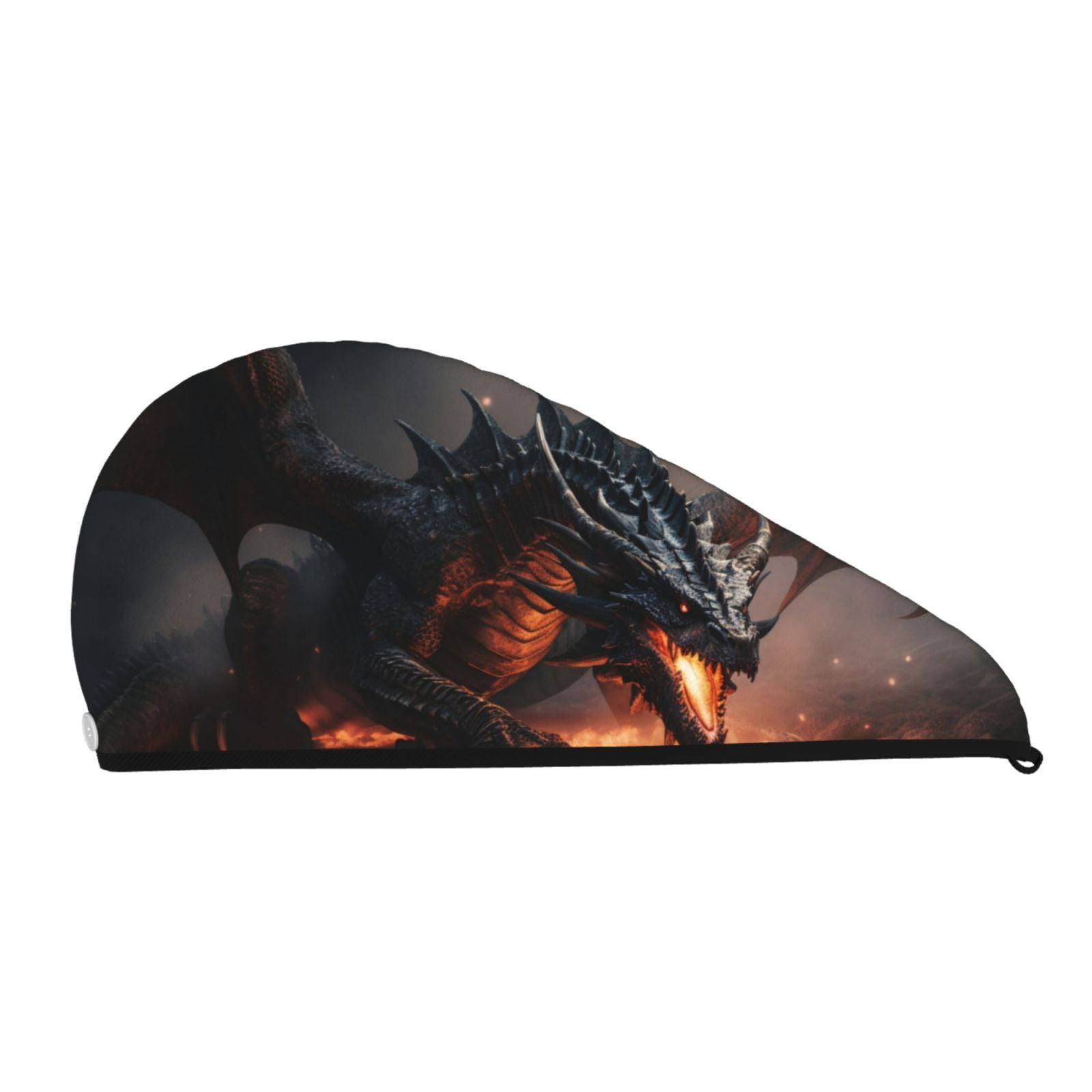 Tebeau Fiery Black Dragon Attack Print Hair Towel Wrap for Women Coral Velvet Dry Hair Cap Hair ...