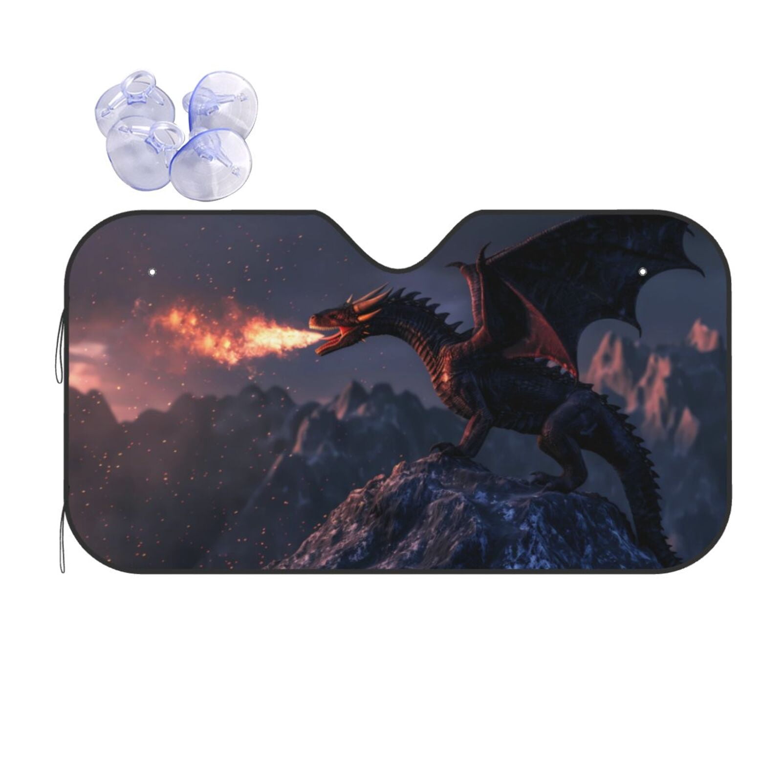 Tebeau Fire Breathing Dragon Twilight Print Foldable Car Windshield Sun ...