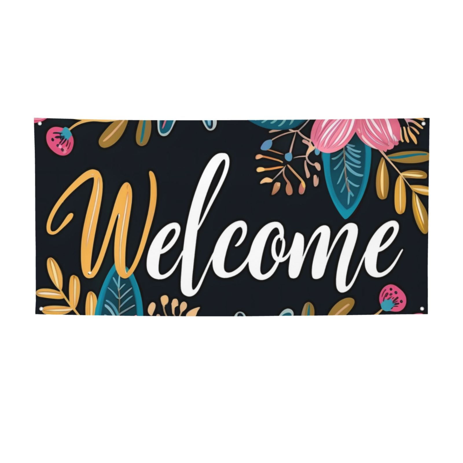 Tebeau Floral Welcome Sign Print Banner Backdrop Banner for Outdoor and ...