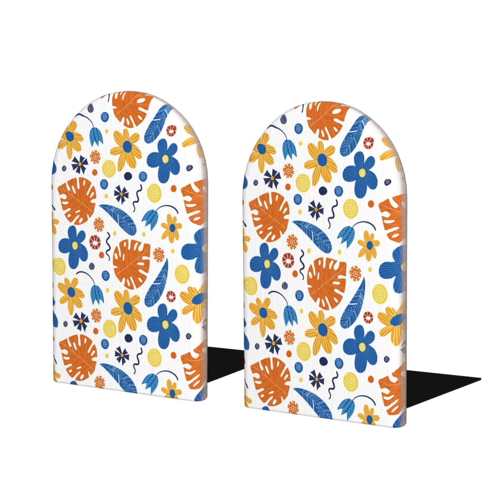 Tebeau Flower Print Wood Bookends for Shelves,Bookends,Book Holders for ...
