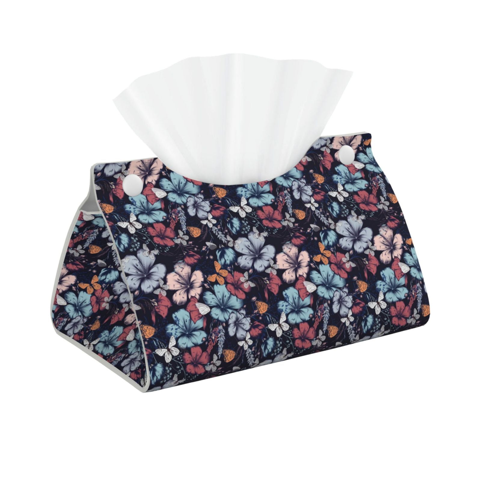 Tebeau Flowers ad Butterflies Print Tissue Box Cover,Modern PU Leather ...
