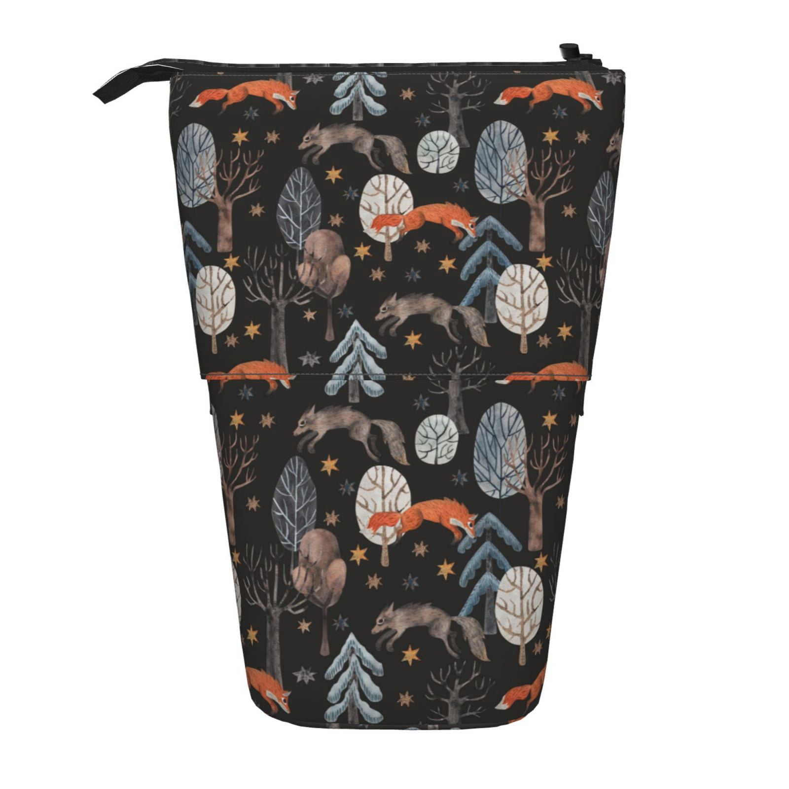 Tebeau Fox In The Forest Print Telescopic Pencil Bag Pen Holder Pop Up Stationery Case, Stand-up ...