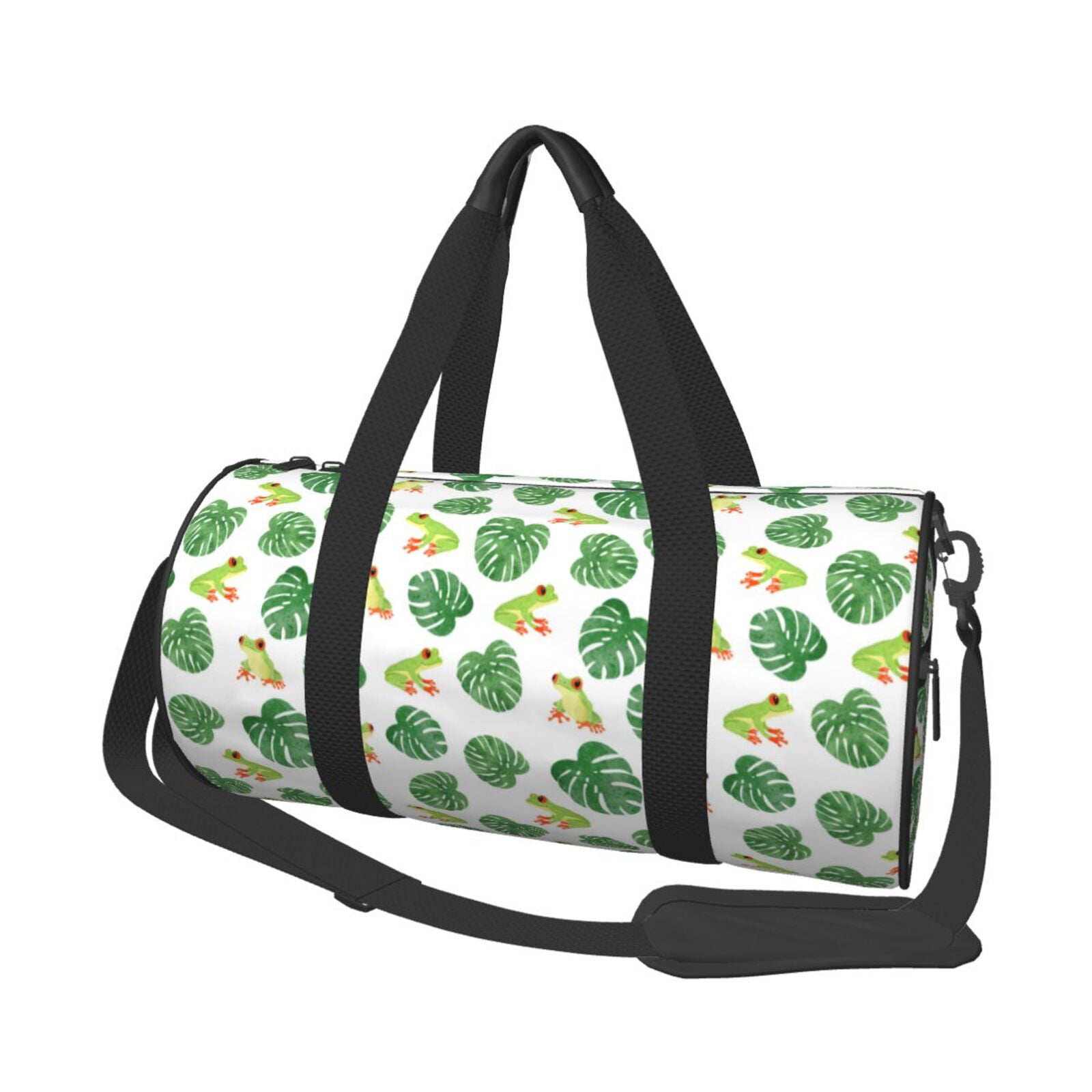 Tebeau Frogs And Tropical Leaves Print Travel Duffle Bag, Waterproof ...