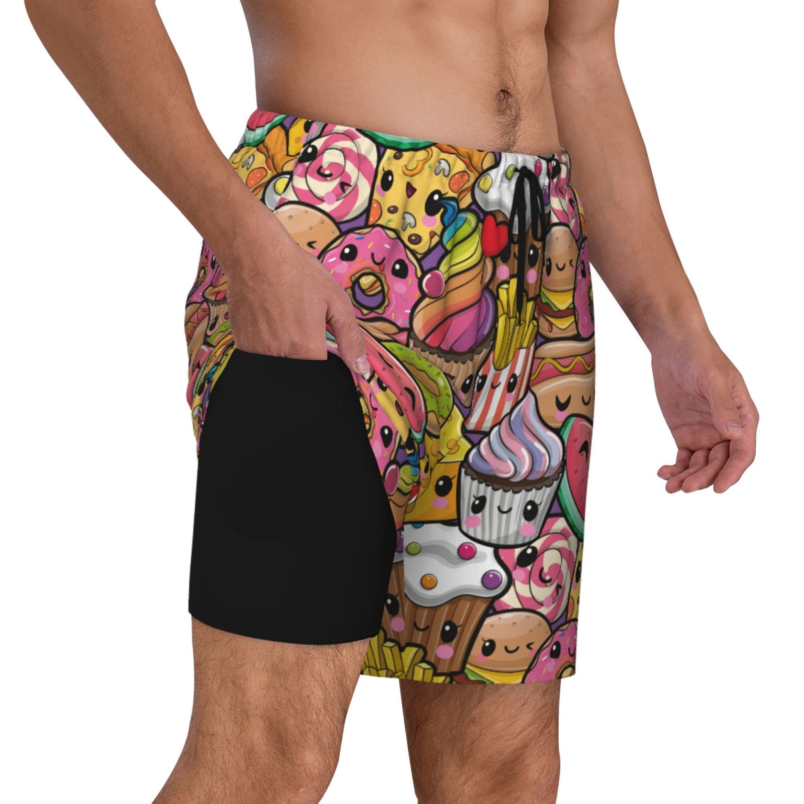 Tebeau Fruit-Flavored Ice-Cream Print Men's Swim Trunks with ...