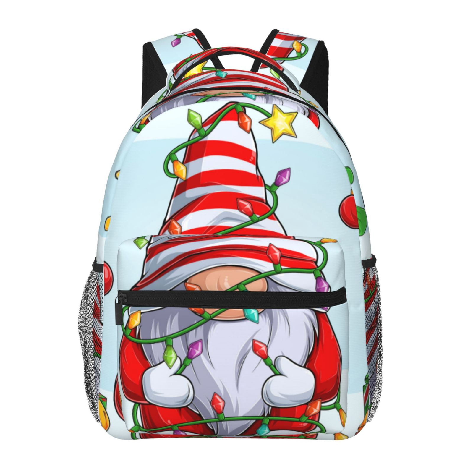 Tebeau Funny Christmas Gnome Print Backpack for Women Men, Waterproof ...