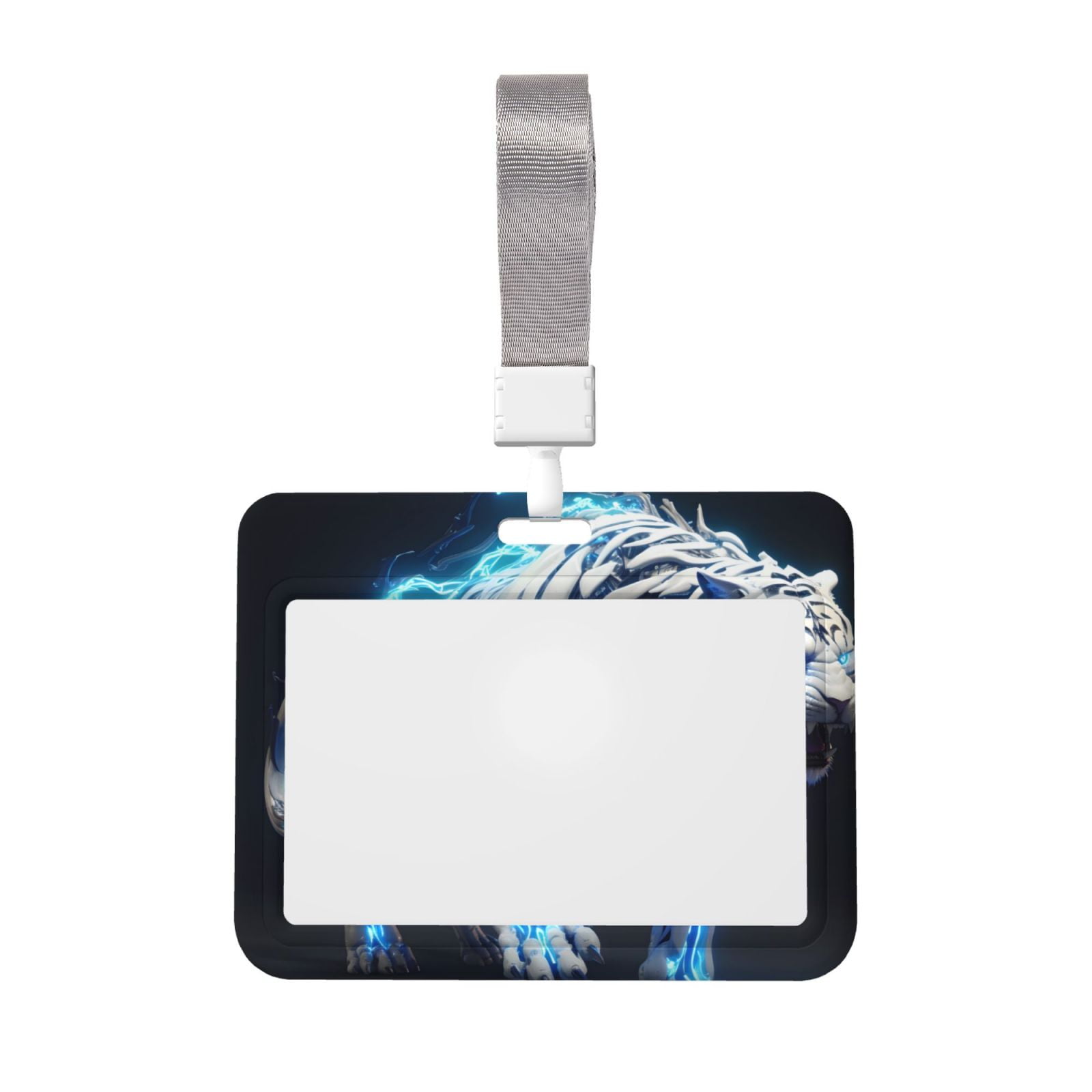 Tebeau Futuristic Blue Light White Tiger Print Duty Badge Holder,Badge ...