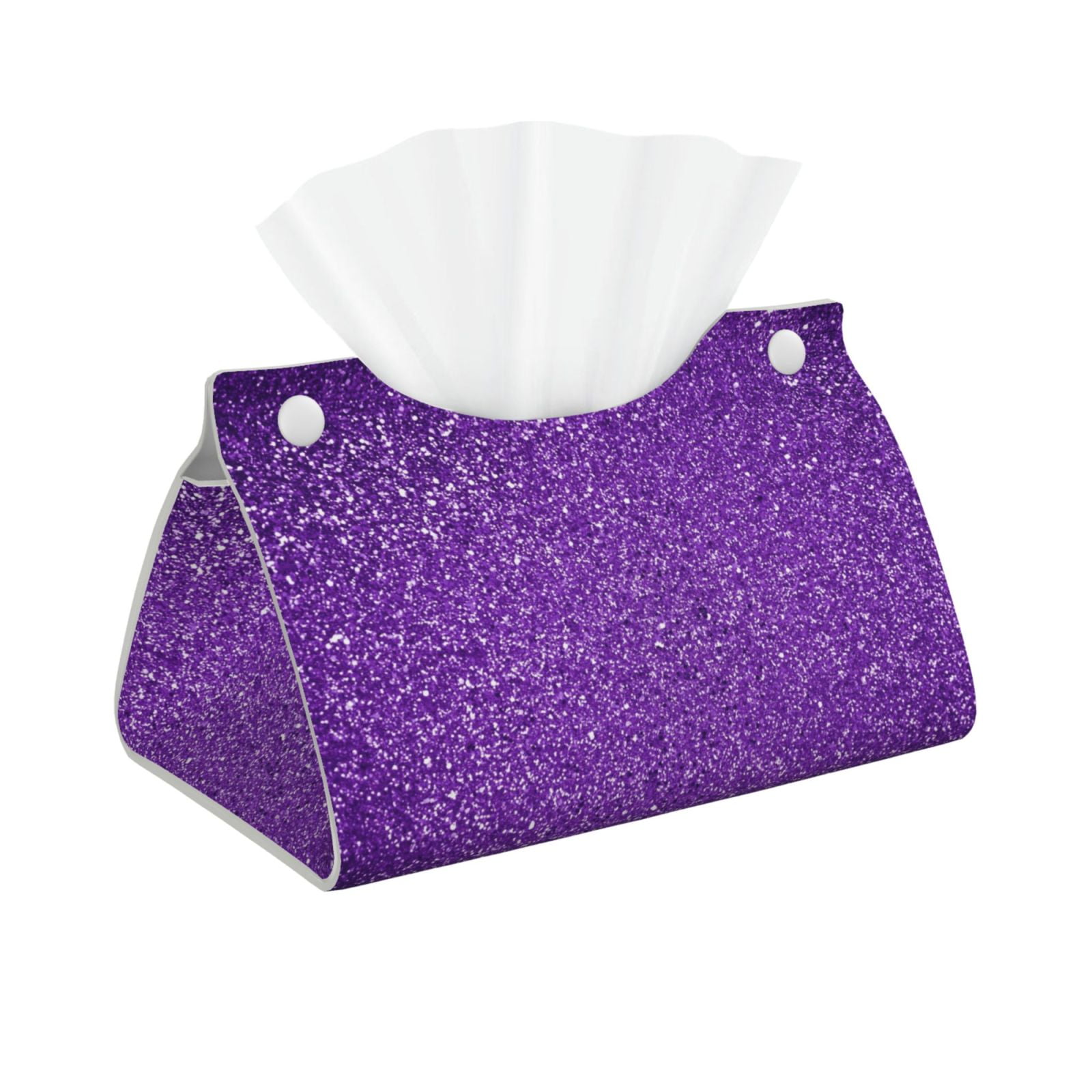Tebeau Glitter Purple Print Tissue Box Cover,Modern PU Leather Rectangular Tissue Box Holder ...