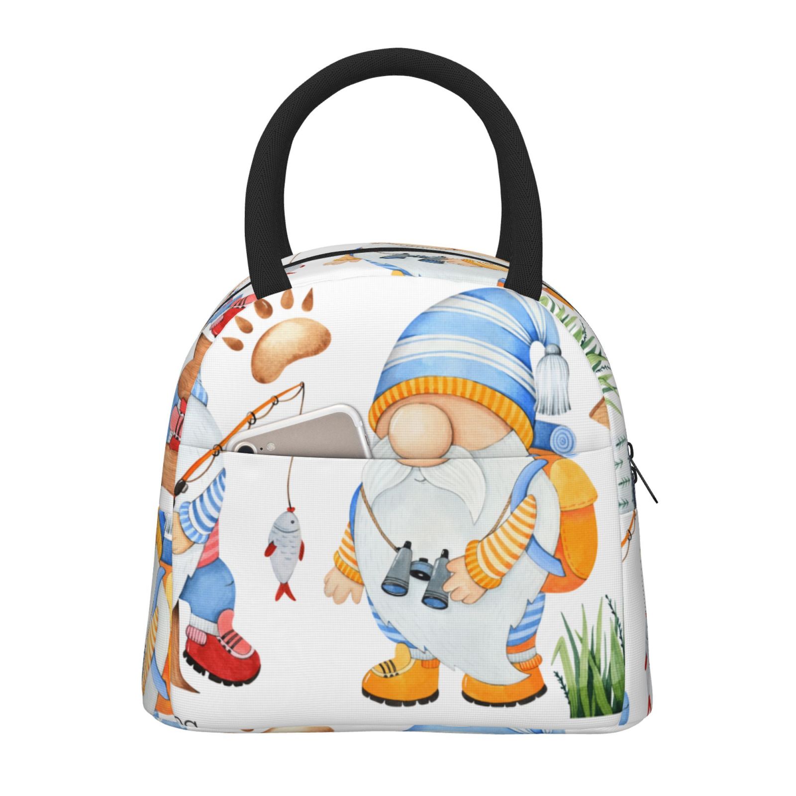 Tebeau Gnome Camping Fishing Print Lunch Box Lunch Bag for Women Adults ...