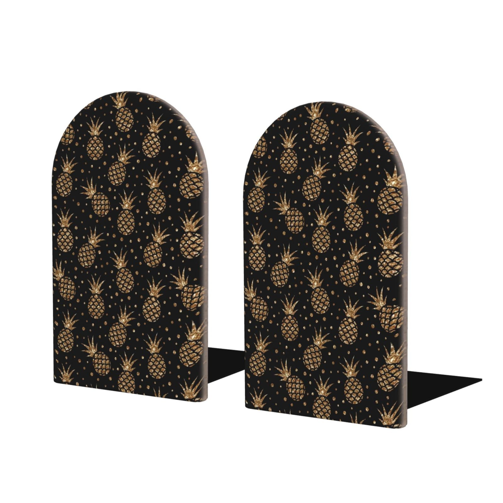 Tebeau Gold Glitter Pineapples Print Wood Bookends for Shelves,Bookends ...