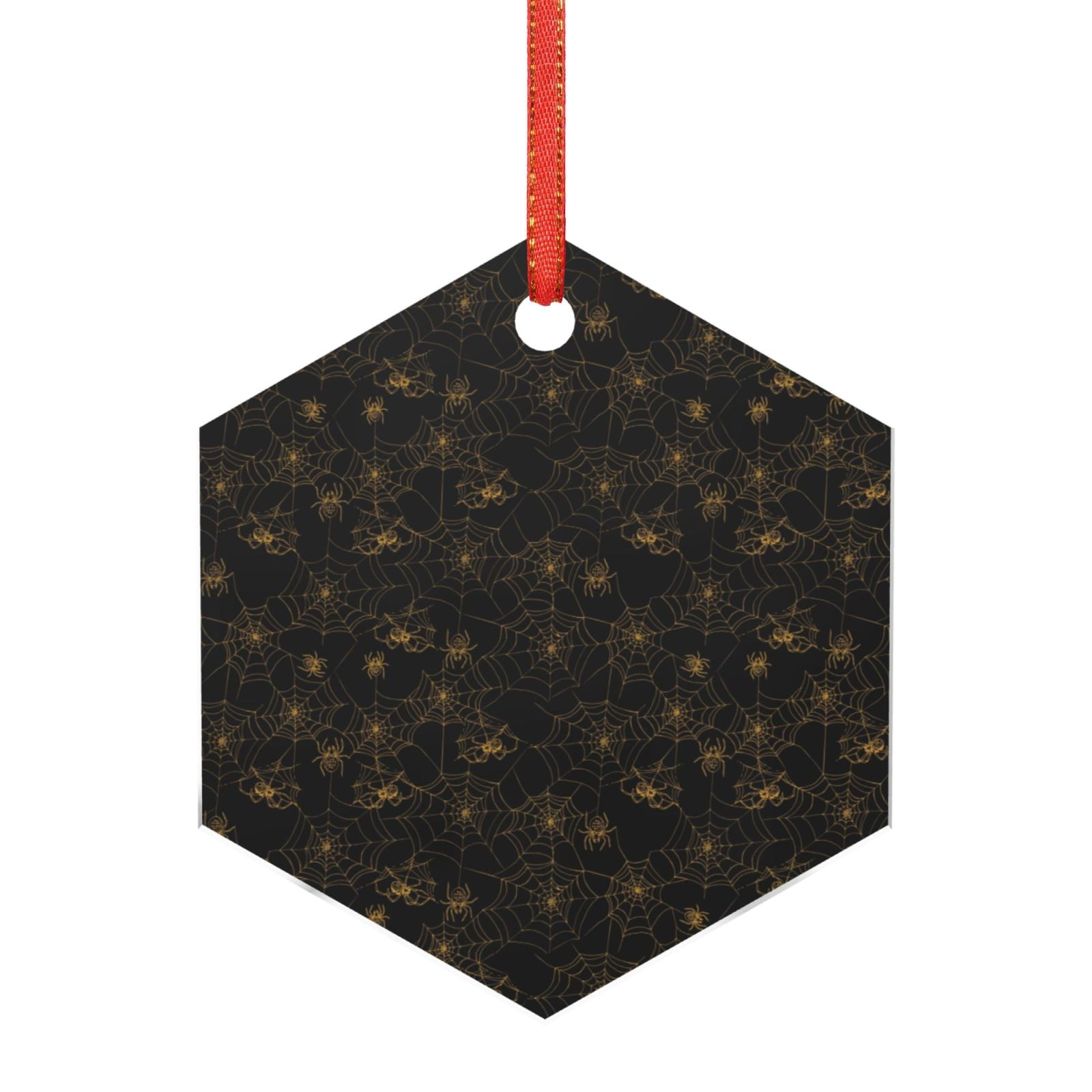 Tebeau Gold Spiders And Cobwebs Print Christmas Tree Ornaments Round ...