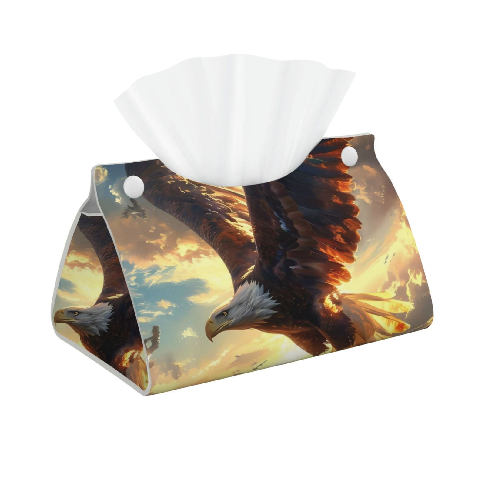 Tebeau Golden Sky Bald Eagle Print Tissue Box Cover,Modern PU Leather ...