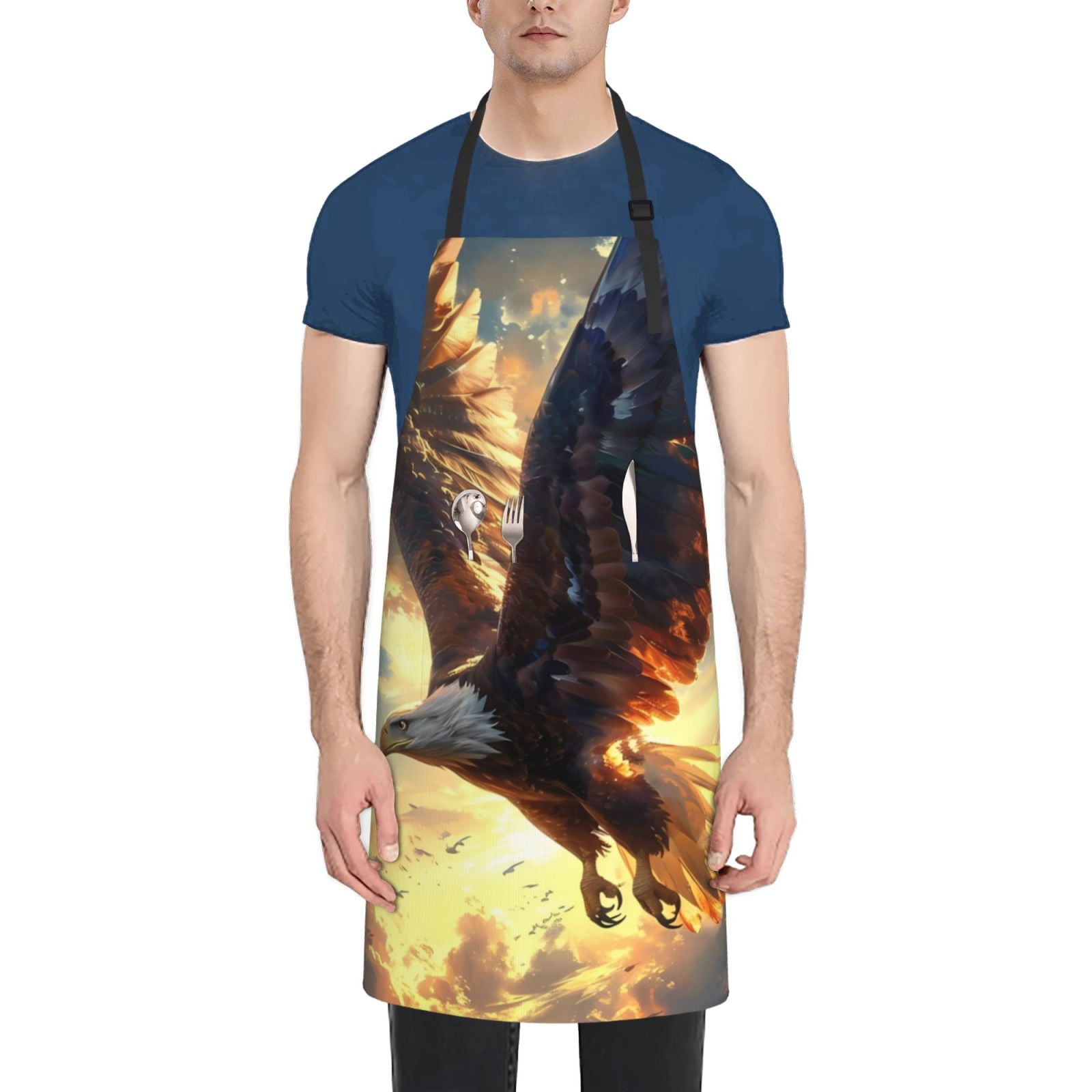 Tebeau Golden Sky Bald Eagle Print Waterproof Cooking Aprons ...