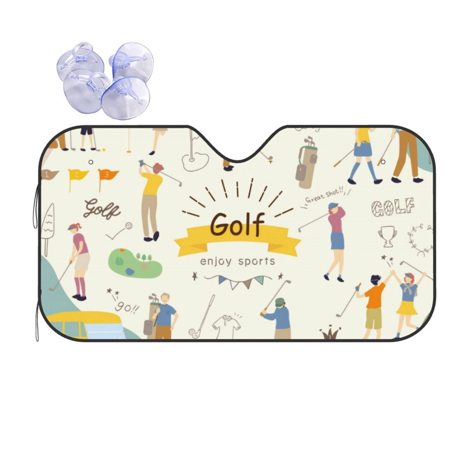 Tebeau Golf Icons And Golfer Print Foldable Car Windshield Sun Shades ...