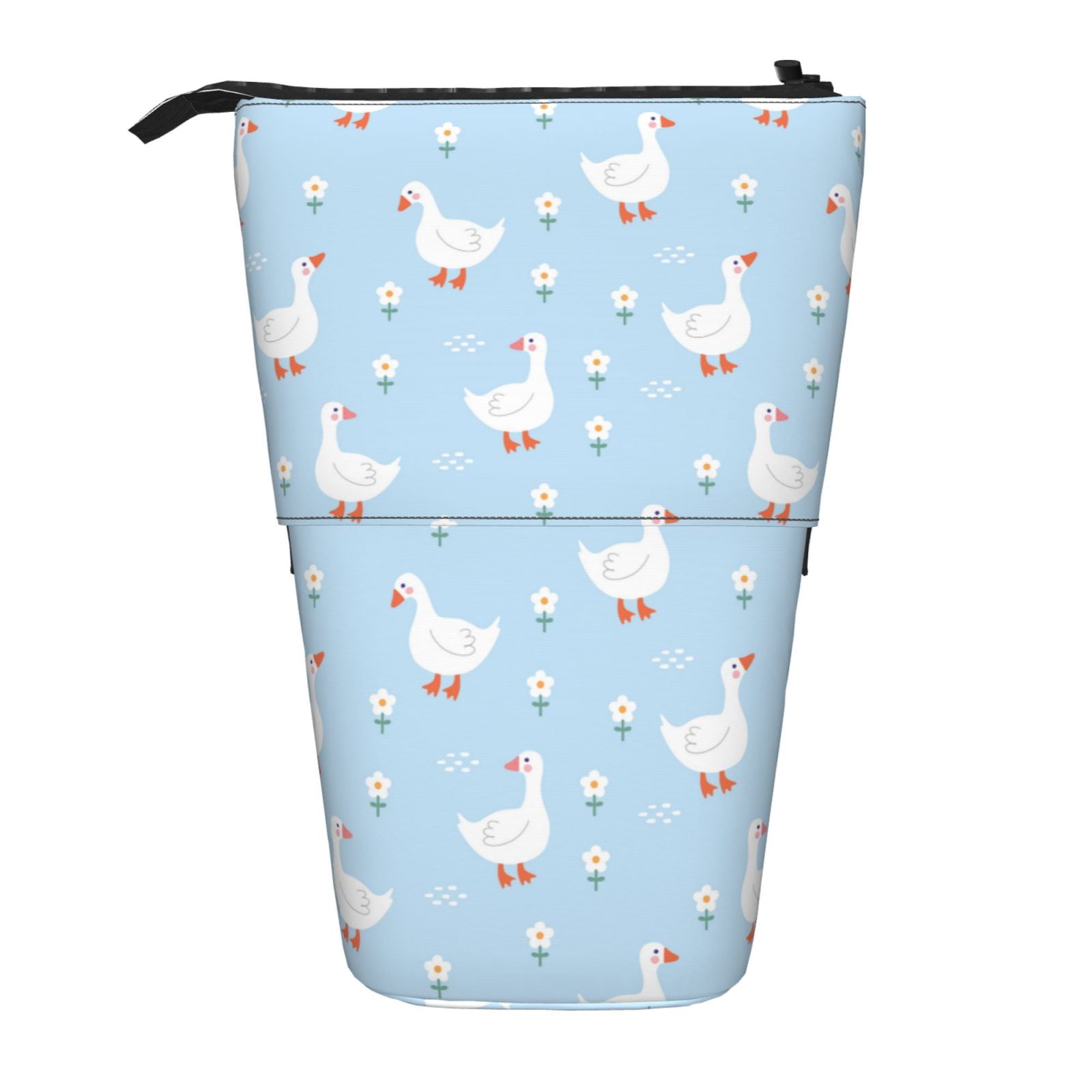 Tebeau Goose White Flowers Print Telescopic Pencil Bag Pen Holder Pop ...