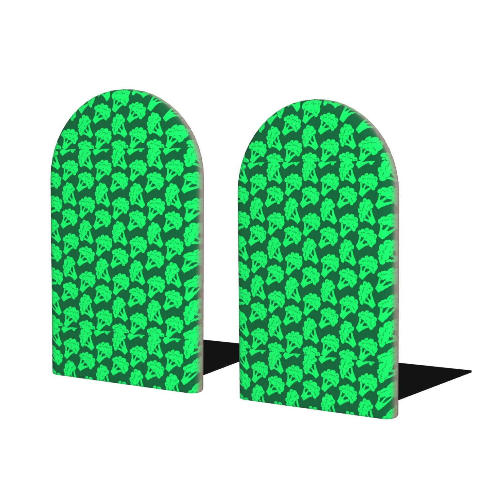 Tebeau Green Broccoli Print Wood Bookends for Shelves,Bookends,Book ...