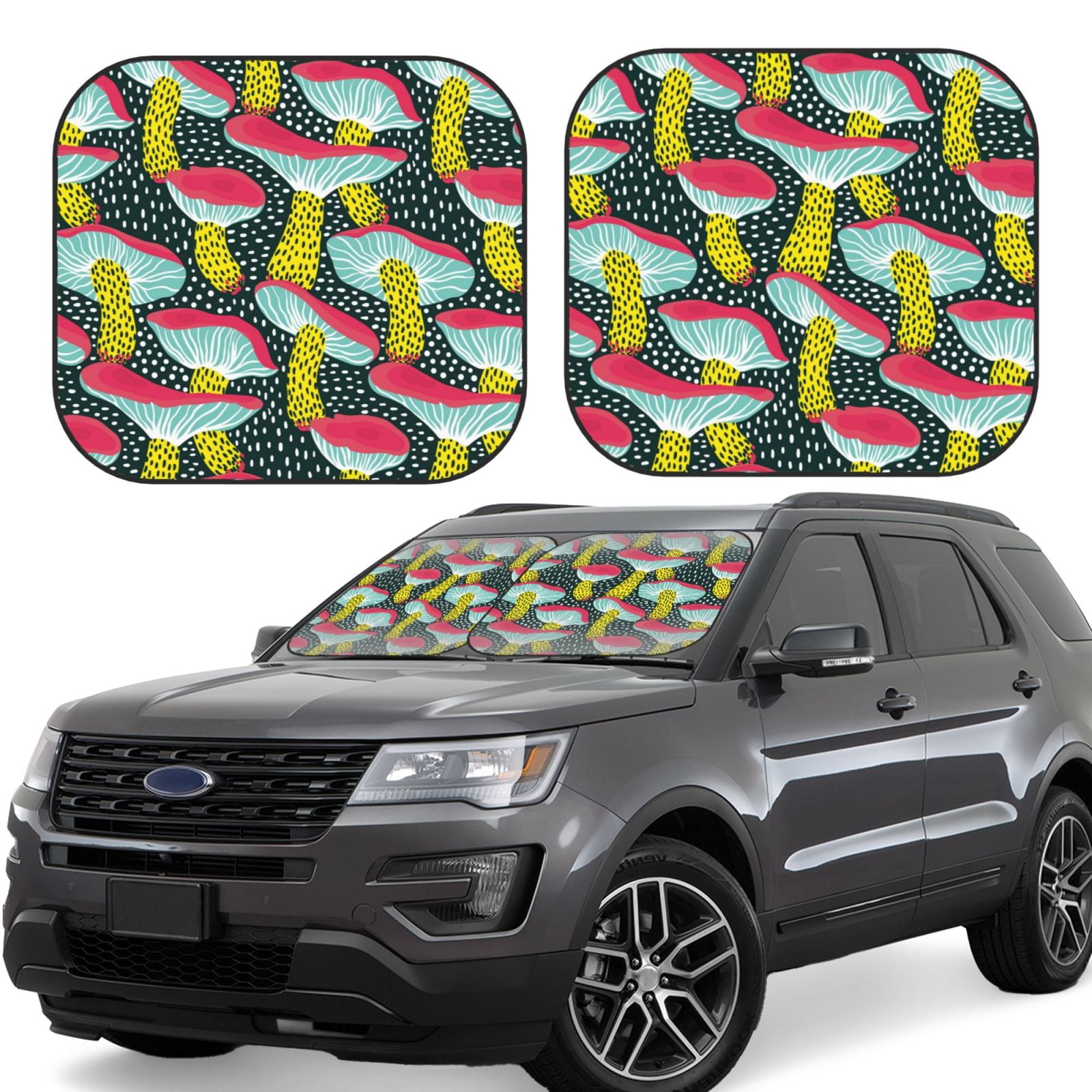 Tebeau Green Mushroom Print Foldable Car Windshield Sun Shades ...