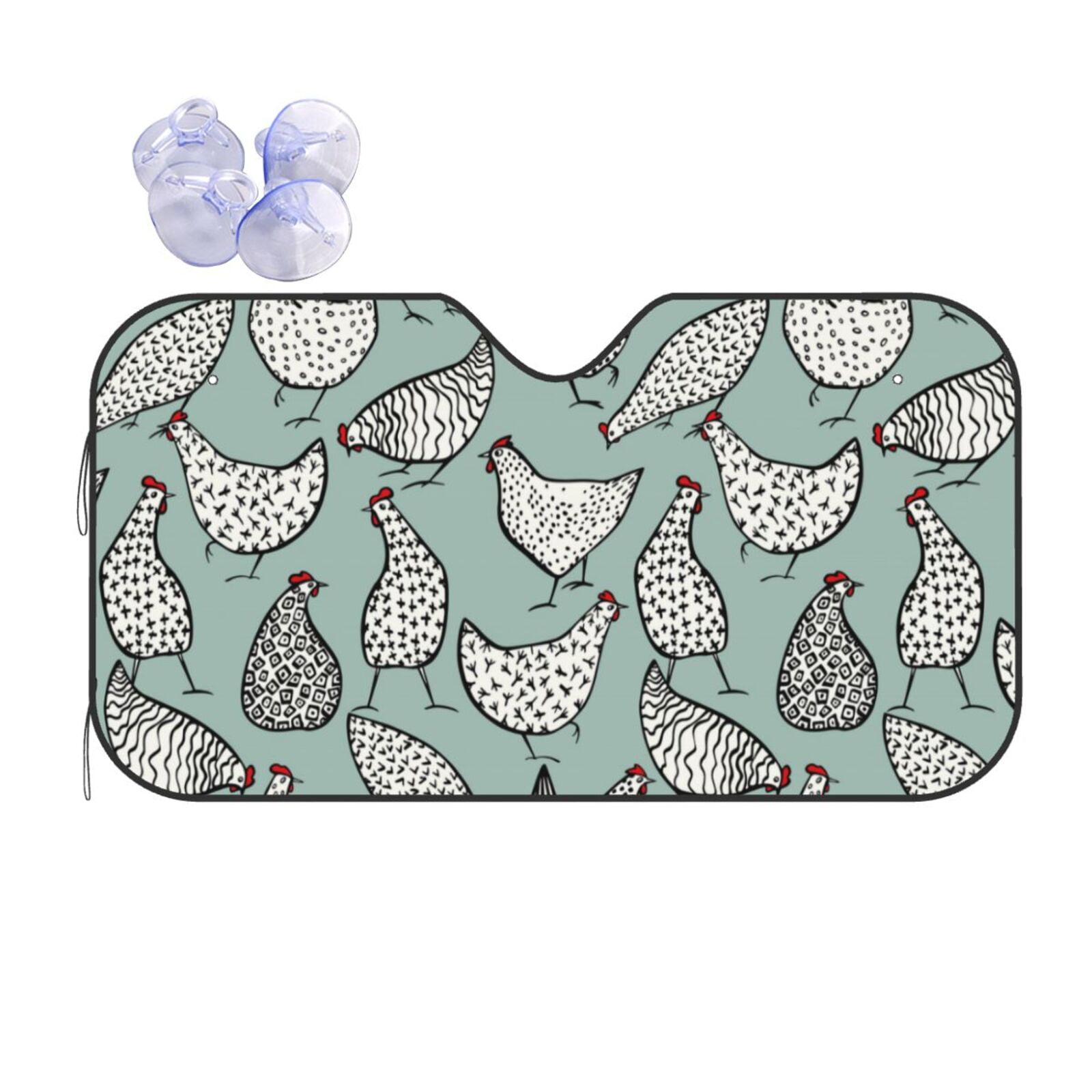 Tebeau Hand Drawn Chickens Print Foldable Car Windshield Sun Shades ...
