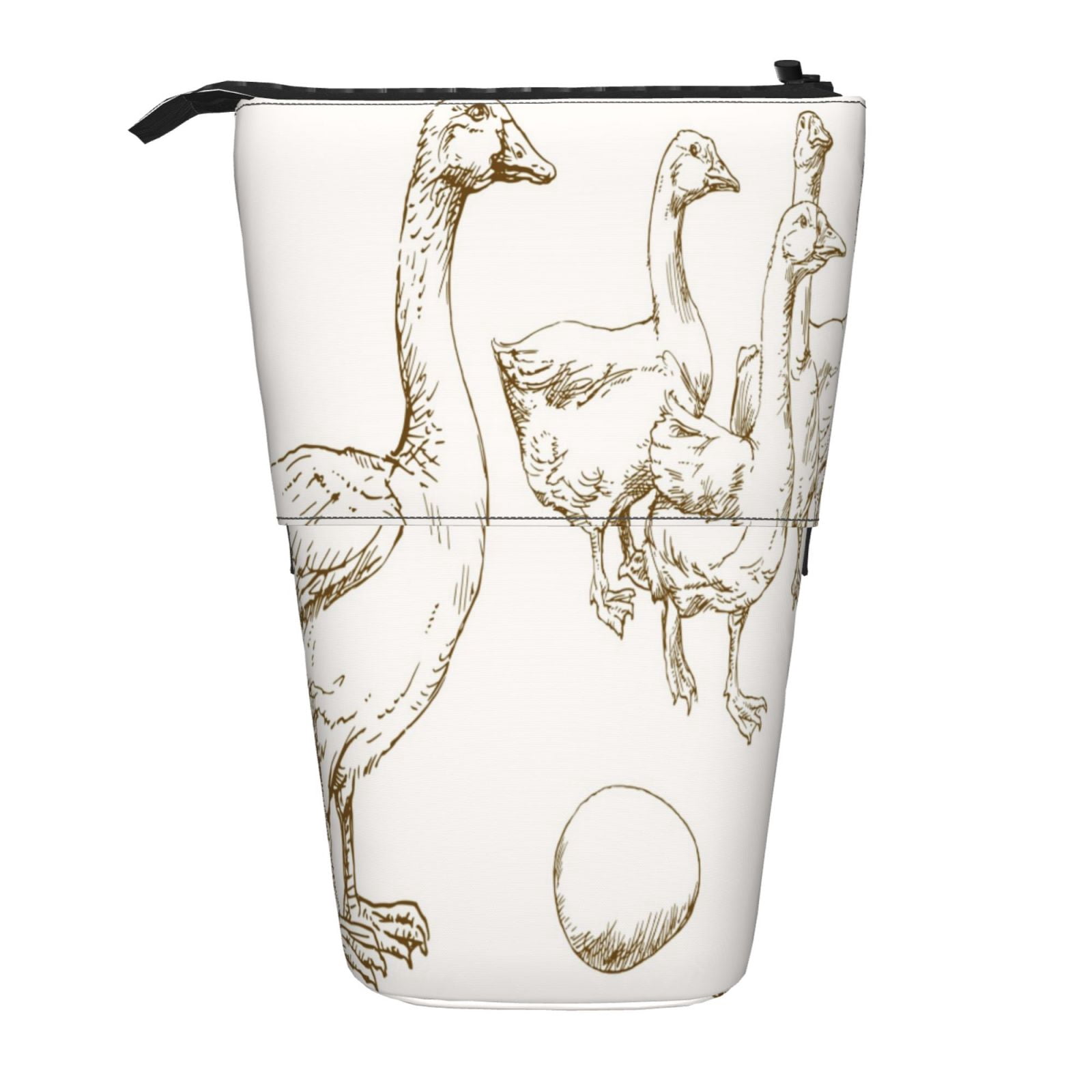 Tebeau Hand Drawn Goose Print Telescopic Pencil Bag Pen Holder Pop Up ...